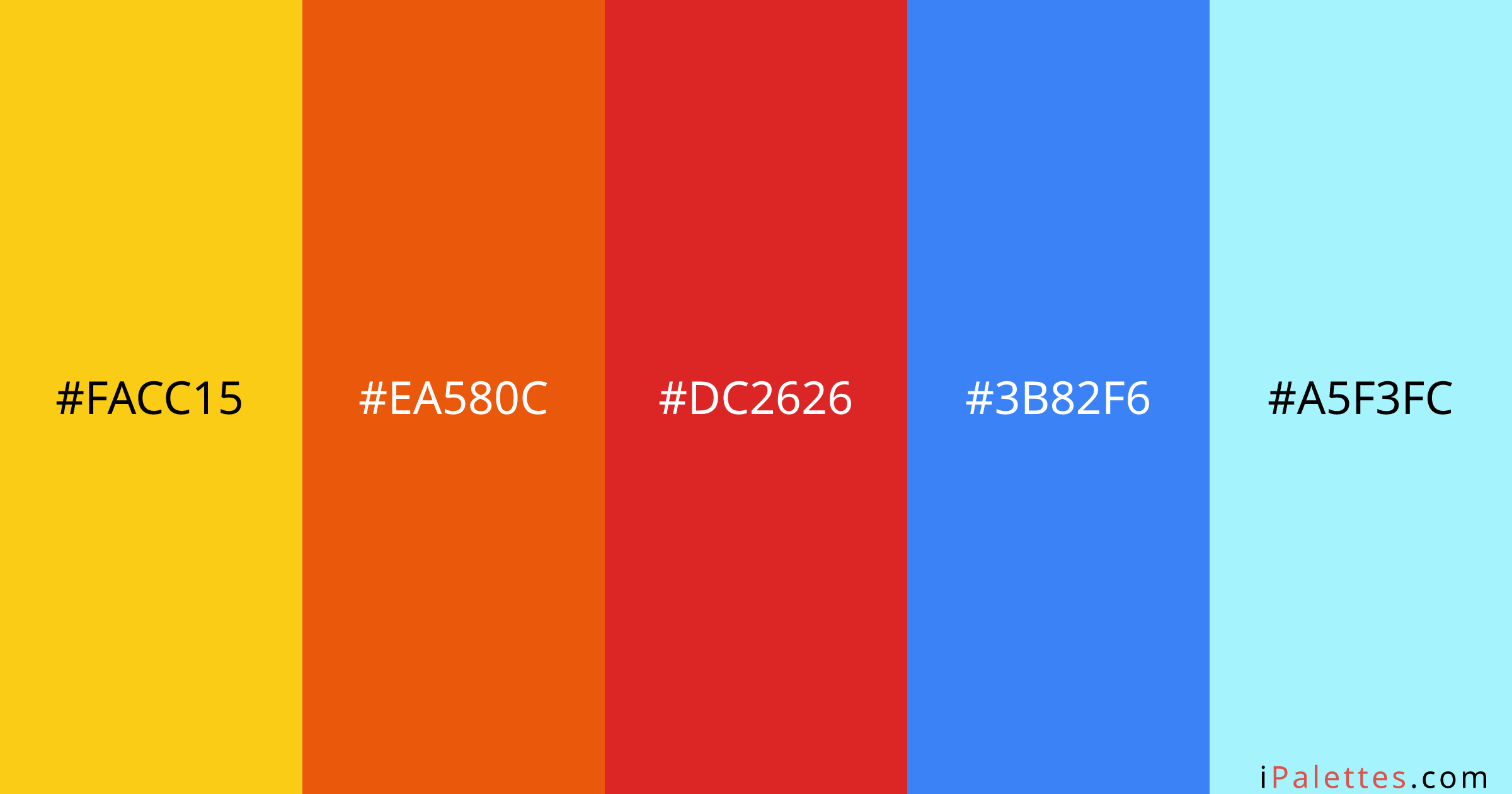 La Color Palette and colors #FACC15 #EA580C #DC2626 #3B82F6 #A5F3FC ...