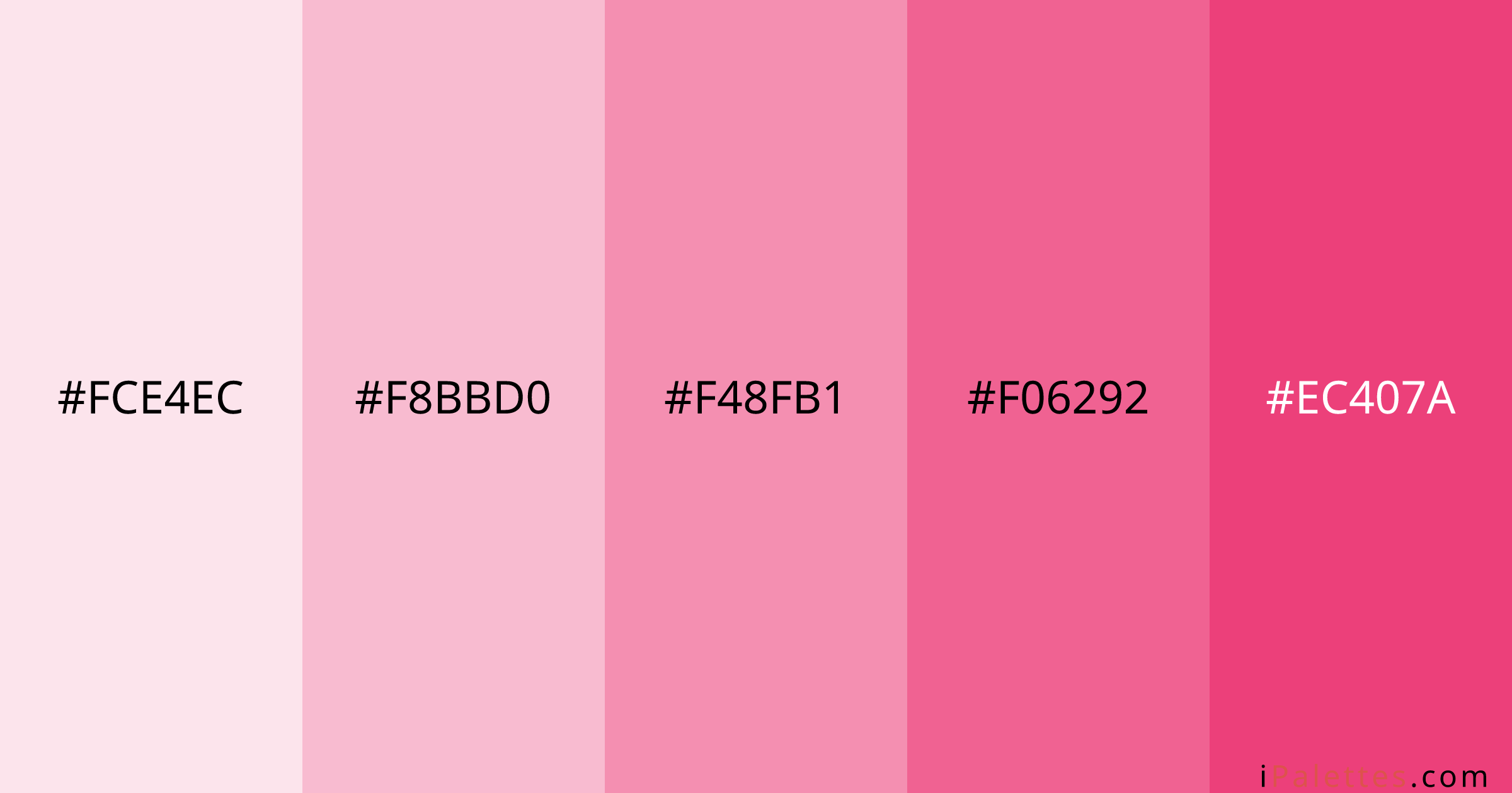 Iu Color Palette and colors #FCE4EC #F8BBD0 #F48FB1 #F06292 #EC407A ...