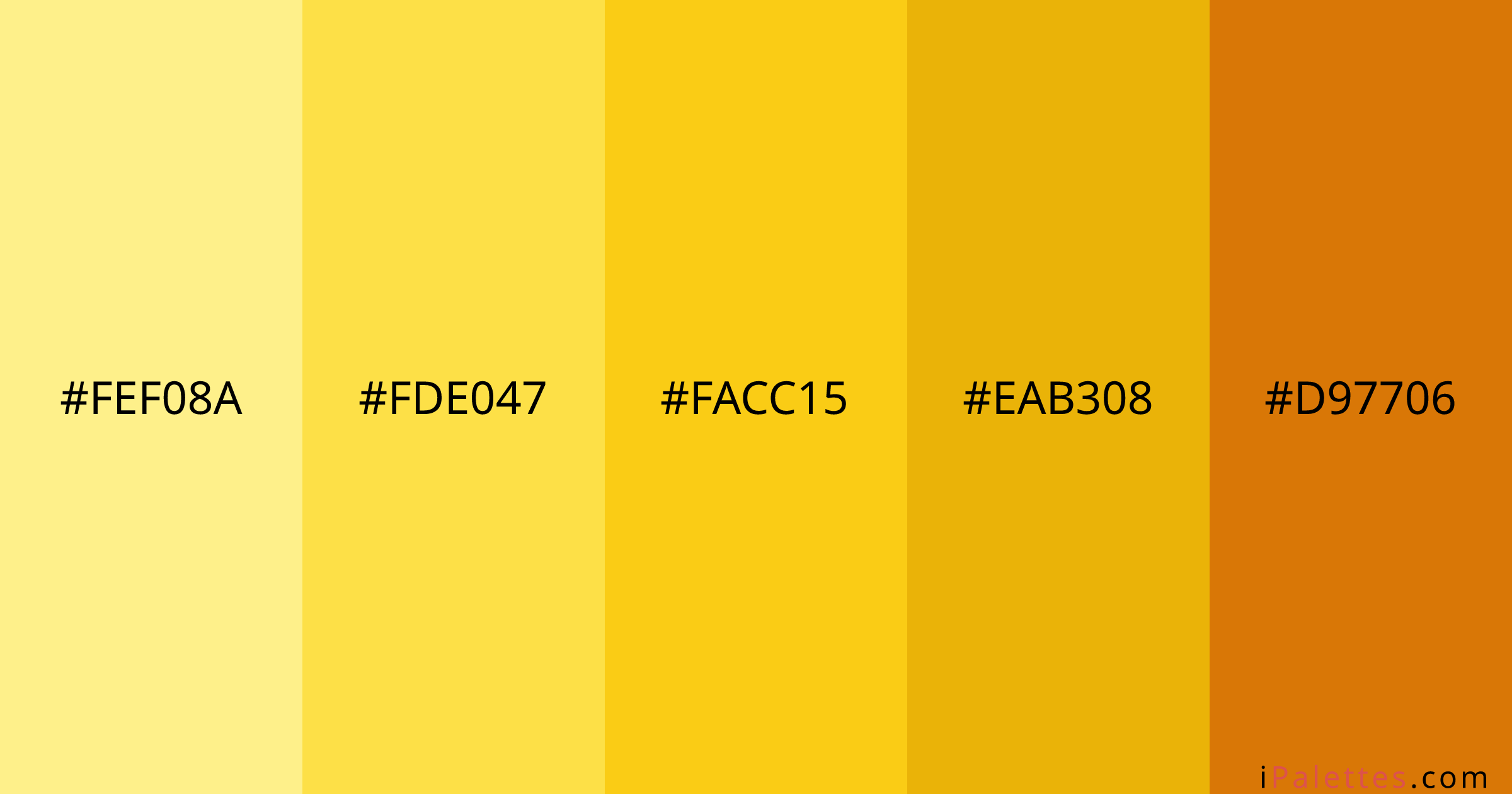 Champagne gold Color Palette and colors #FEF08A #FDE047 #FACC15 #EAB308 ...