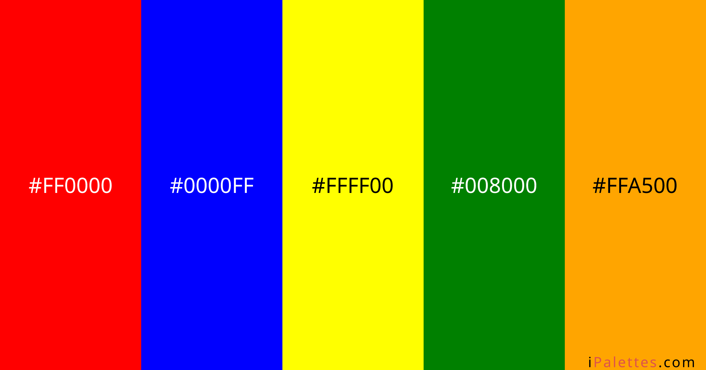 Lego Color Palette and colors #FF0000 #0000FF #FFFF00 #008000 #FFA500 ...