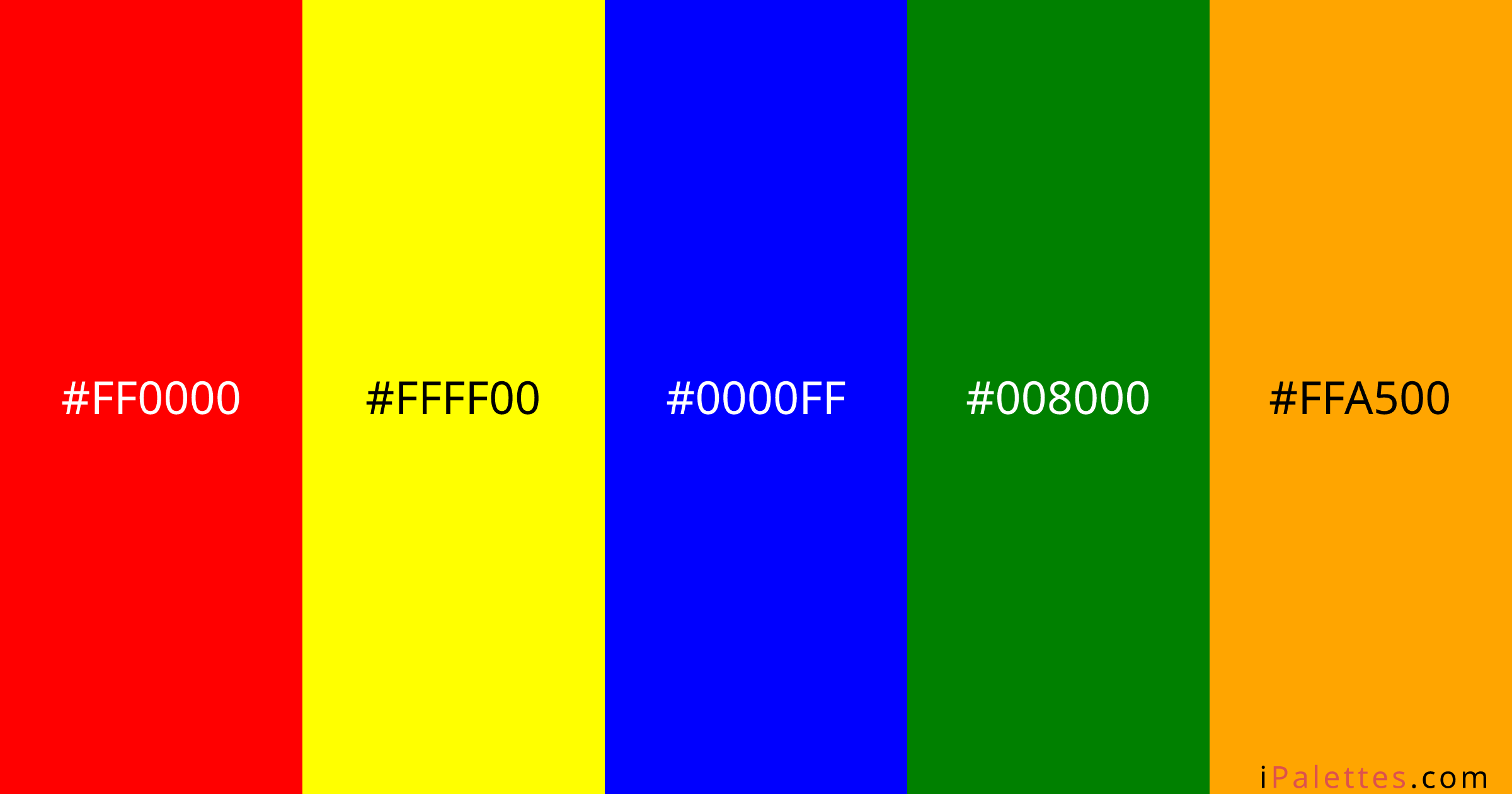 Mario Color Palette and colors #FF0000 #FFFF00 #0000FF #008000 #FFA500 ...