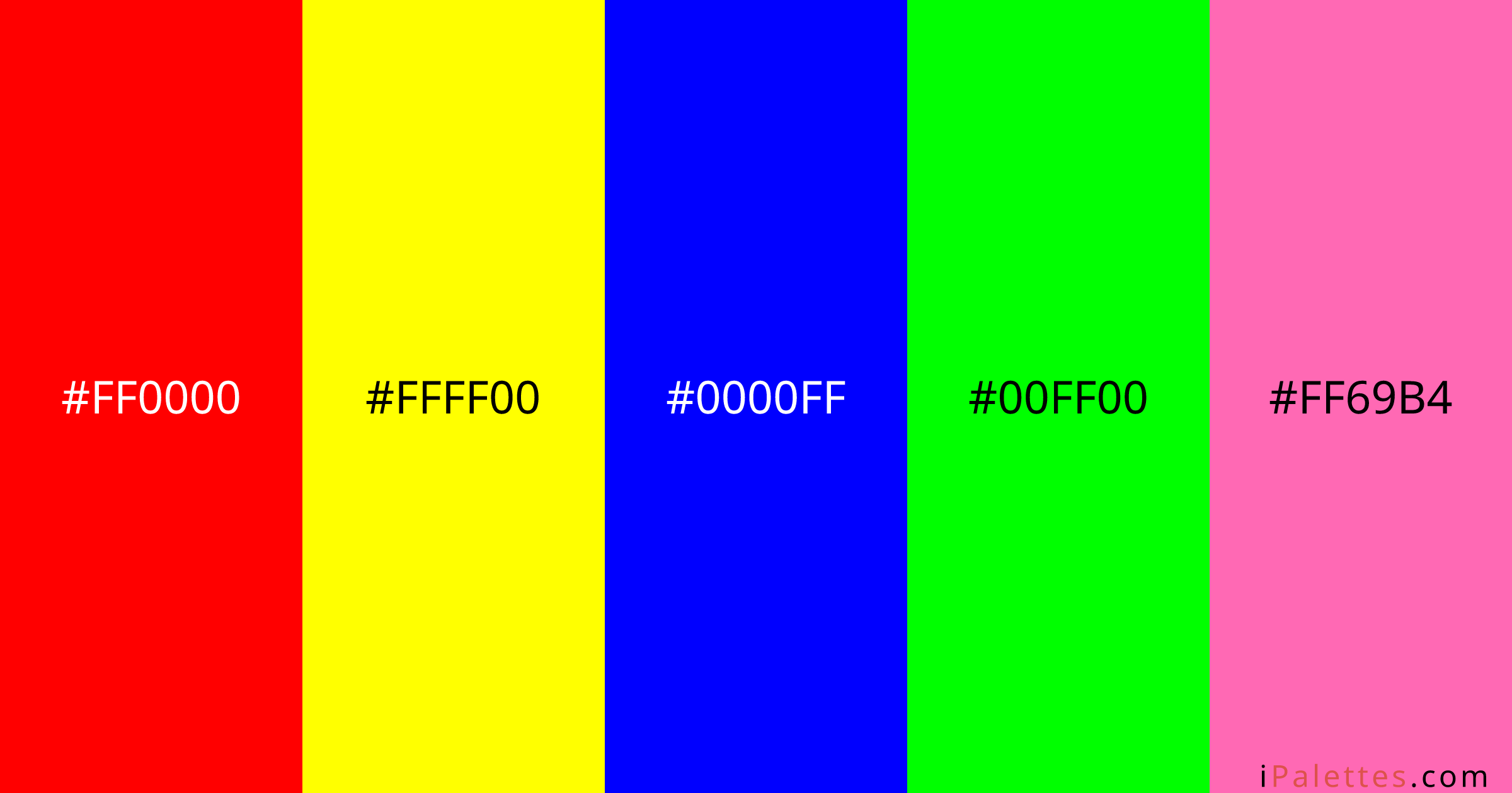 Pop art Color Palette and colors #FF0000 #FFFF00 #0000FF #00FF00 # ...