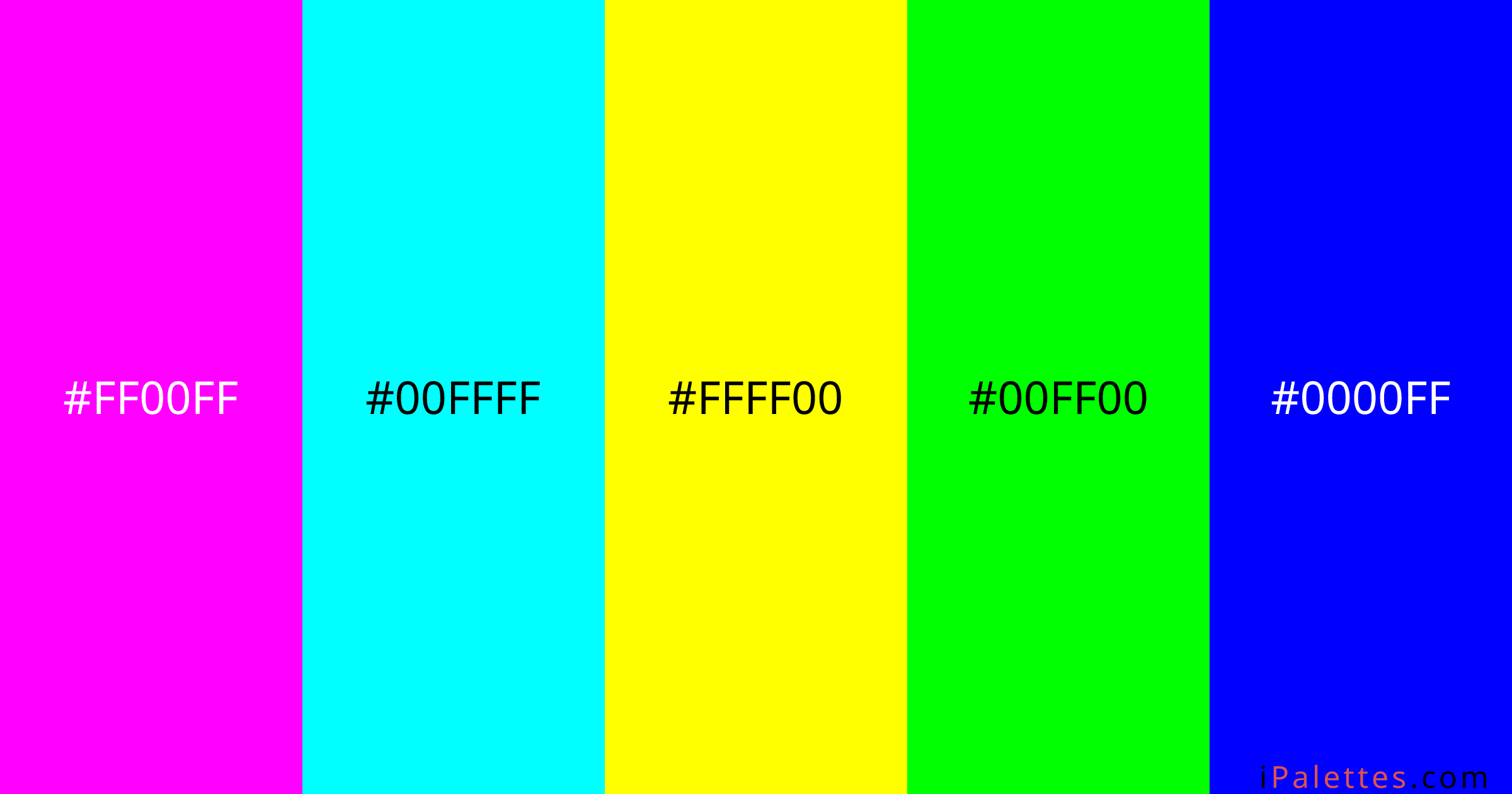 Blacklight Color Palette and colors #FF00FF #00FFFF #FFFF00 #00FF00 ...