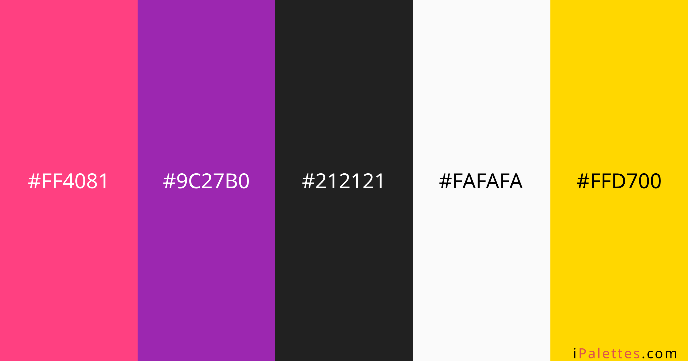 One Piece Donquixote Doflamingo Color Palette and colors #FF4081 #9C27B0 #212121 #FAFAFA #FFD700 ...