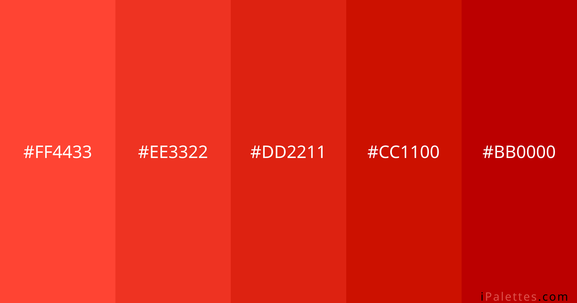 Fire Type Color Palette and colors #FF4433 #EE3322 #DD2211 #CC1100 # ...