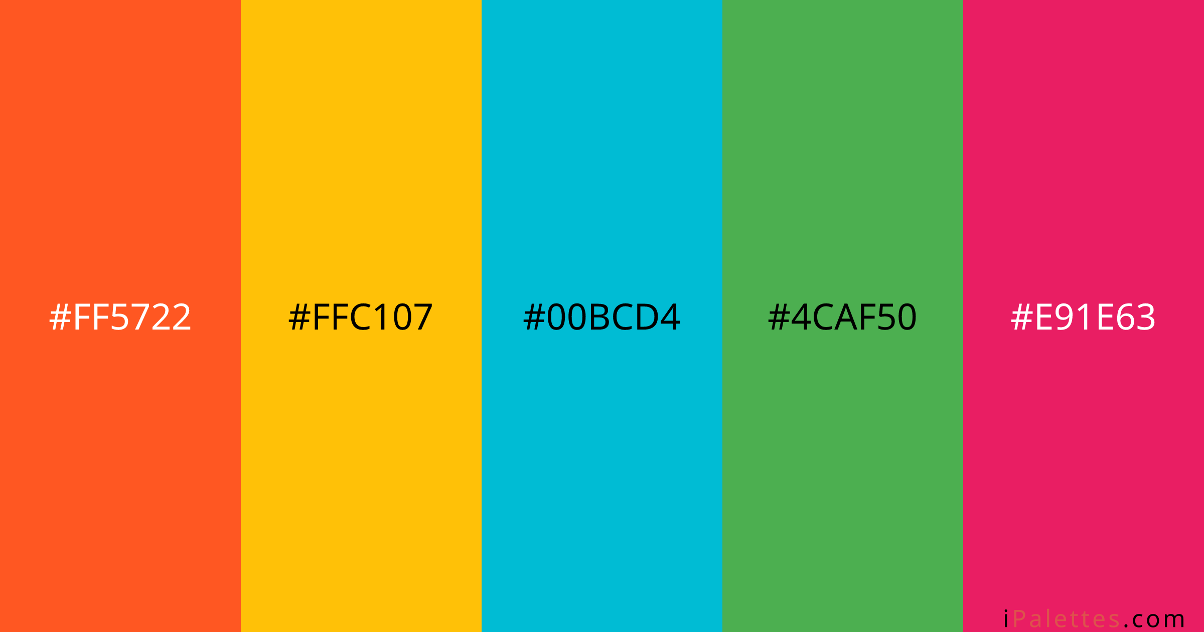 Vibrant Color Palette and colors #FF5722 #FFC107 #00BCD4 #4CAF50 # ...