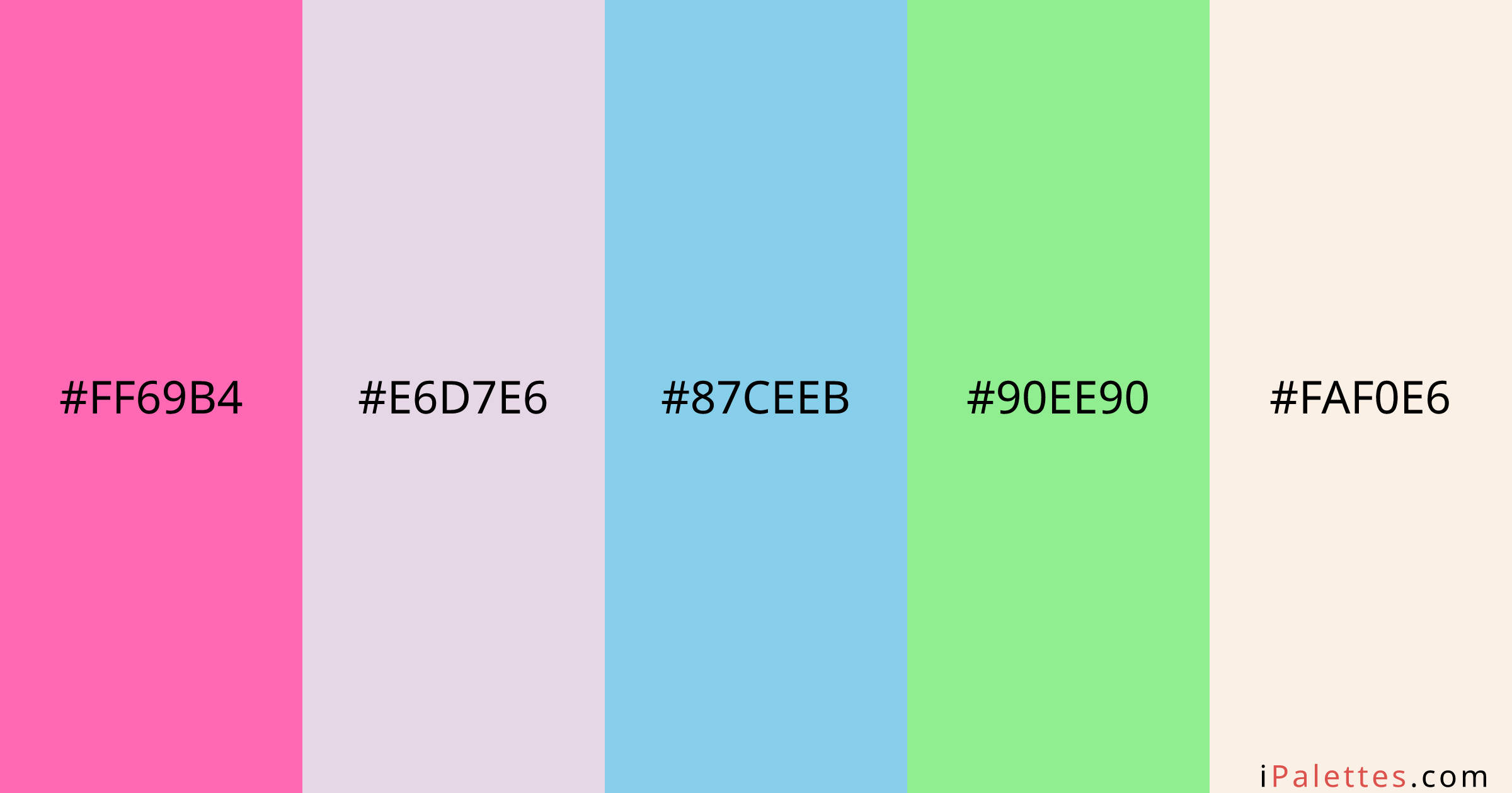 Bee and puppycat Color Palette and colors #FF69B4 #E6D7E6 #87CEEB ...