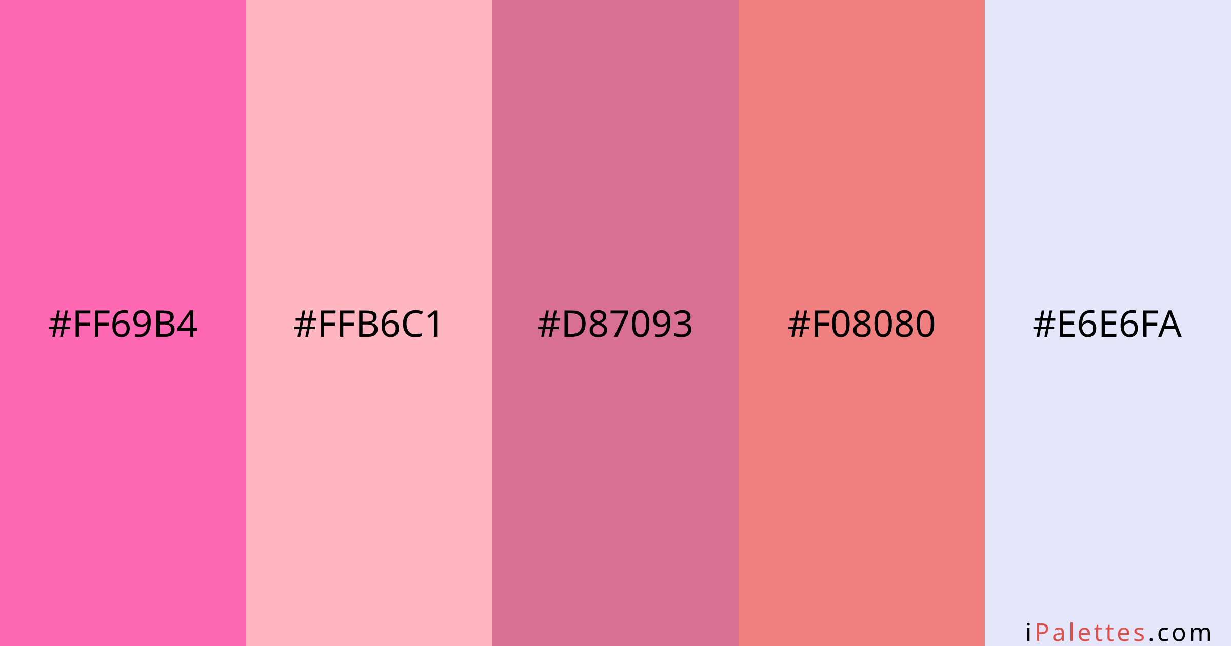 Romantic Color Palette and colors #FF69B4 #FFB6C1 #D87093 #F08080 # ...