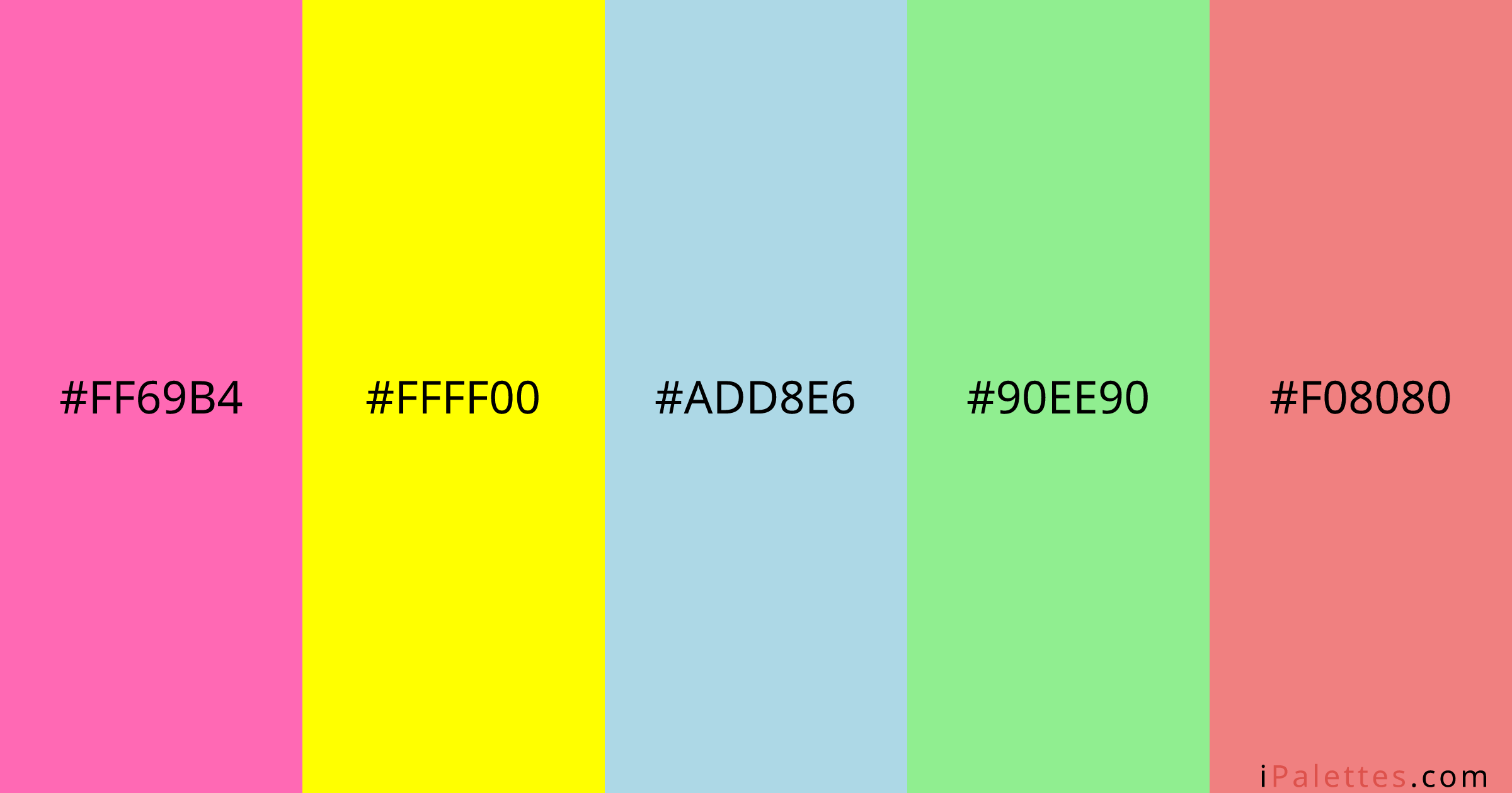 Ice cream Color Palette and colors #FF69B4 #FFFF00 #ADD8E6 #90EE90 # ...