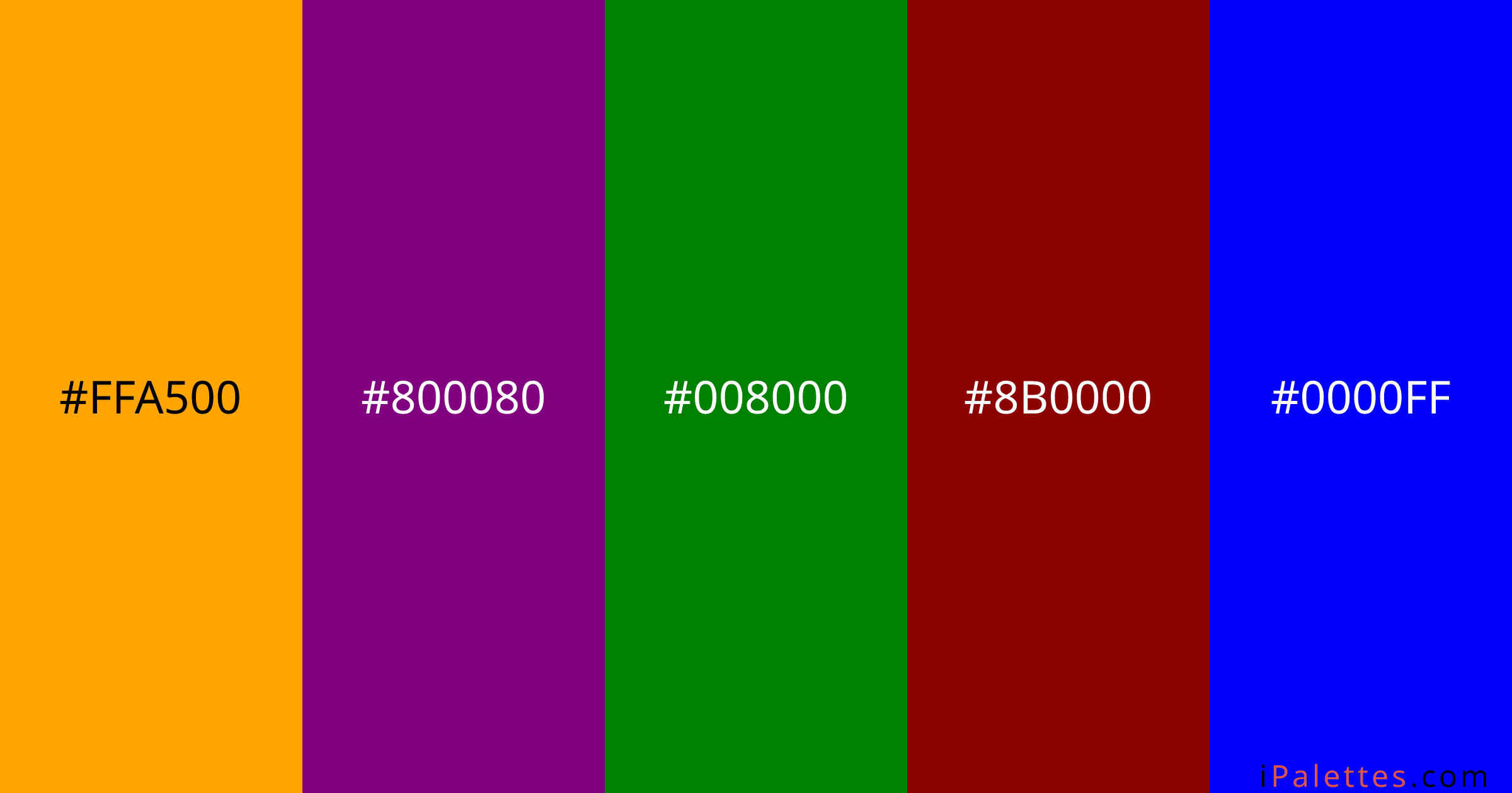 Indian Color Palette and colors #FFA500 #800080 #008000 #8B0000 #0000FF ...