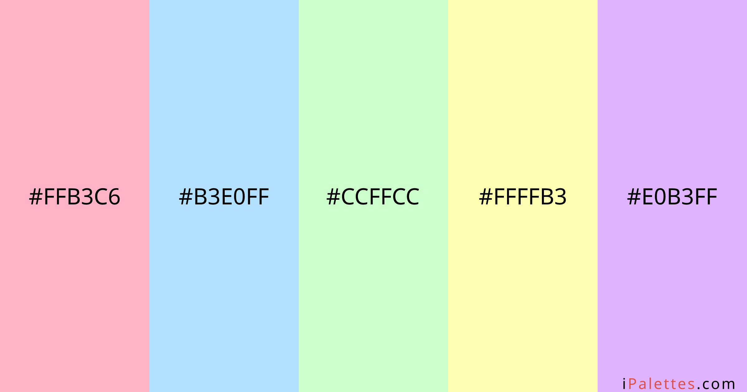 Olo Soft Pastels Color Palette and colors #FFB3C6 #B3E0FF #CCFFCC # ...