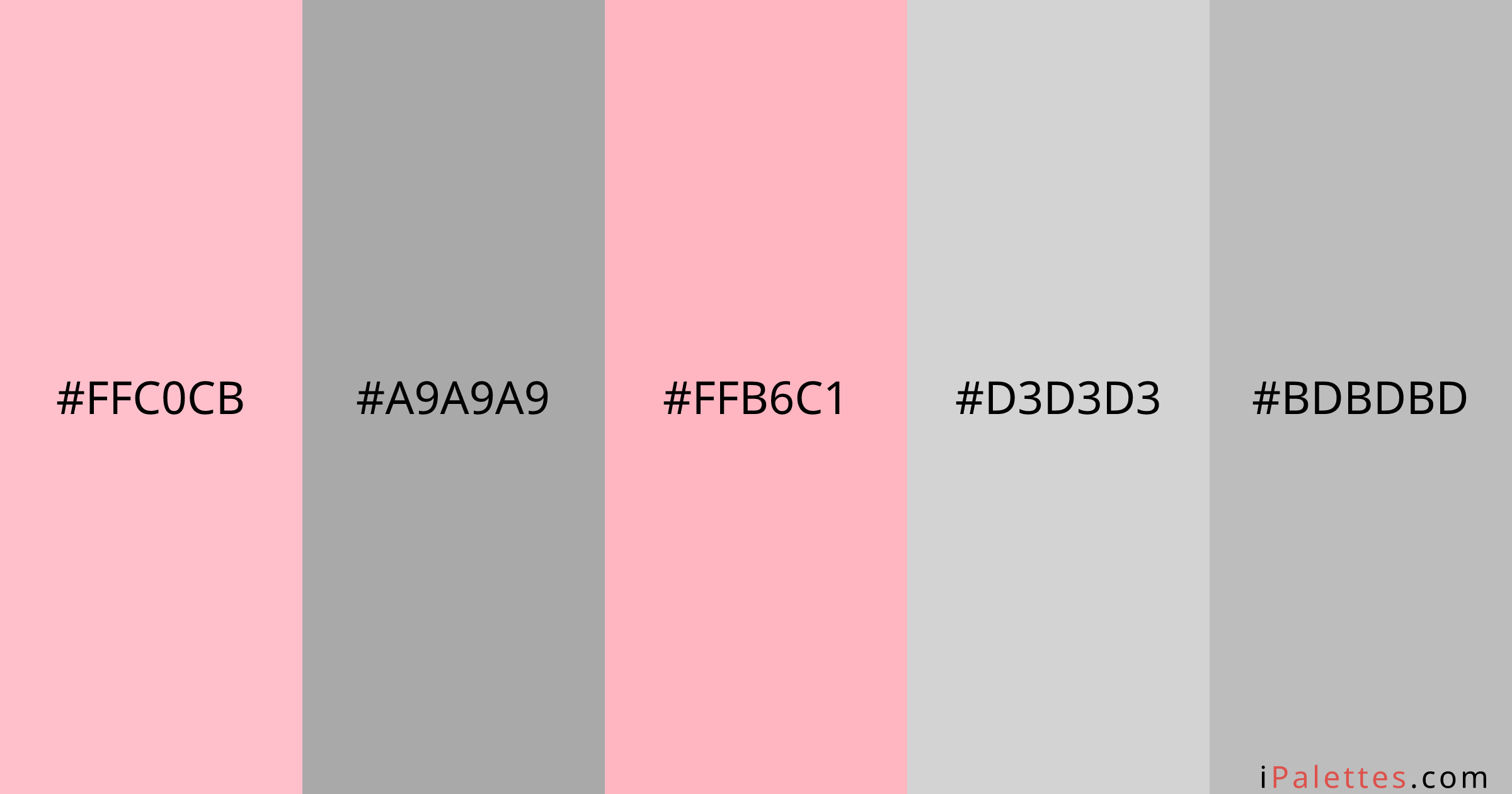 Pink and Gray Color Palette and colors #FFC0CB #A9A9A9 #FFB6C1 #D3D3D3 ...