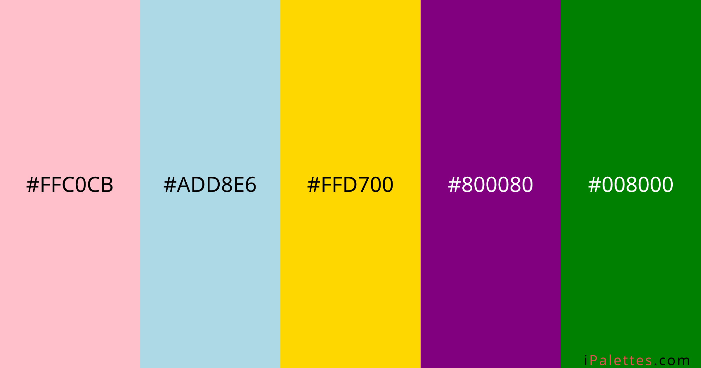 Mlp Color Palette and colors #FFC0CB #ADD8E6 #FFD700 #800080 #008000 ...
