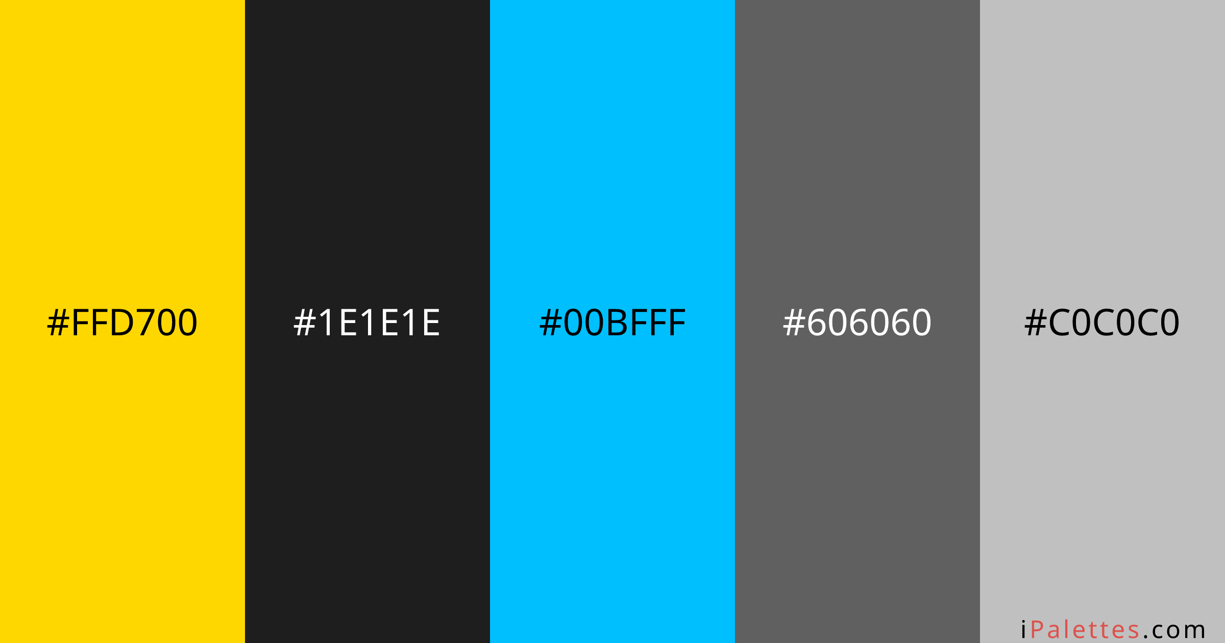 Grizzbolt Color Palette and colors #FFD700 #1E1E1E #00BFFF #606060 # ...