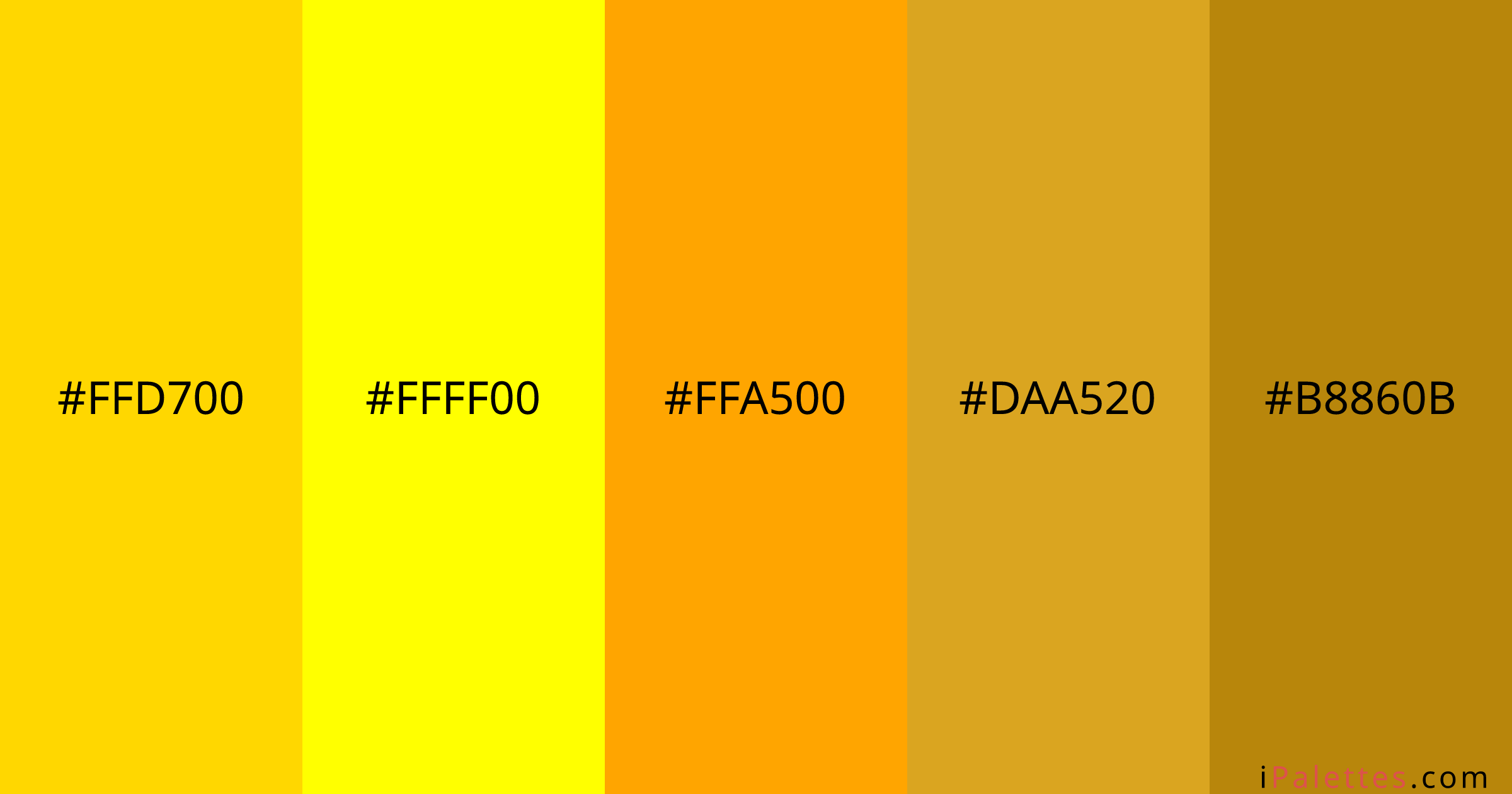 Sunflower Color Palette and colors #FFD700 #FFFF00 #FFA500 #DAA520 # ...