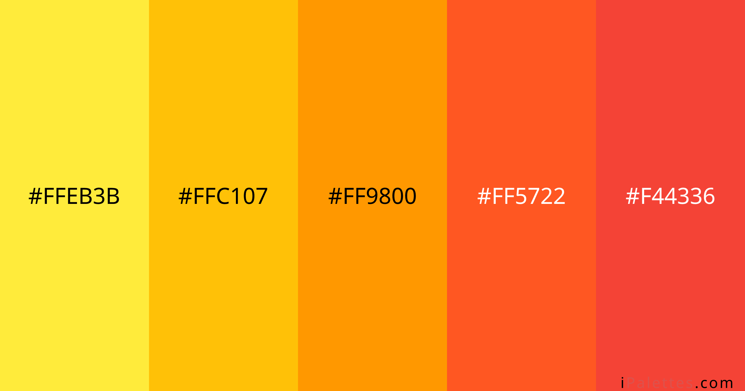 Energy Color Palette and colors #FFEB3B #FFC107 #FF9800 #FF5722 #F44336 ...