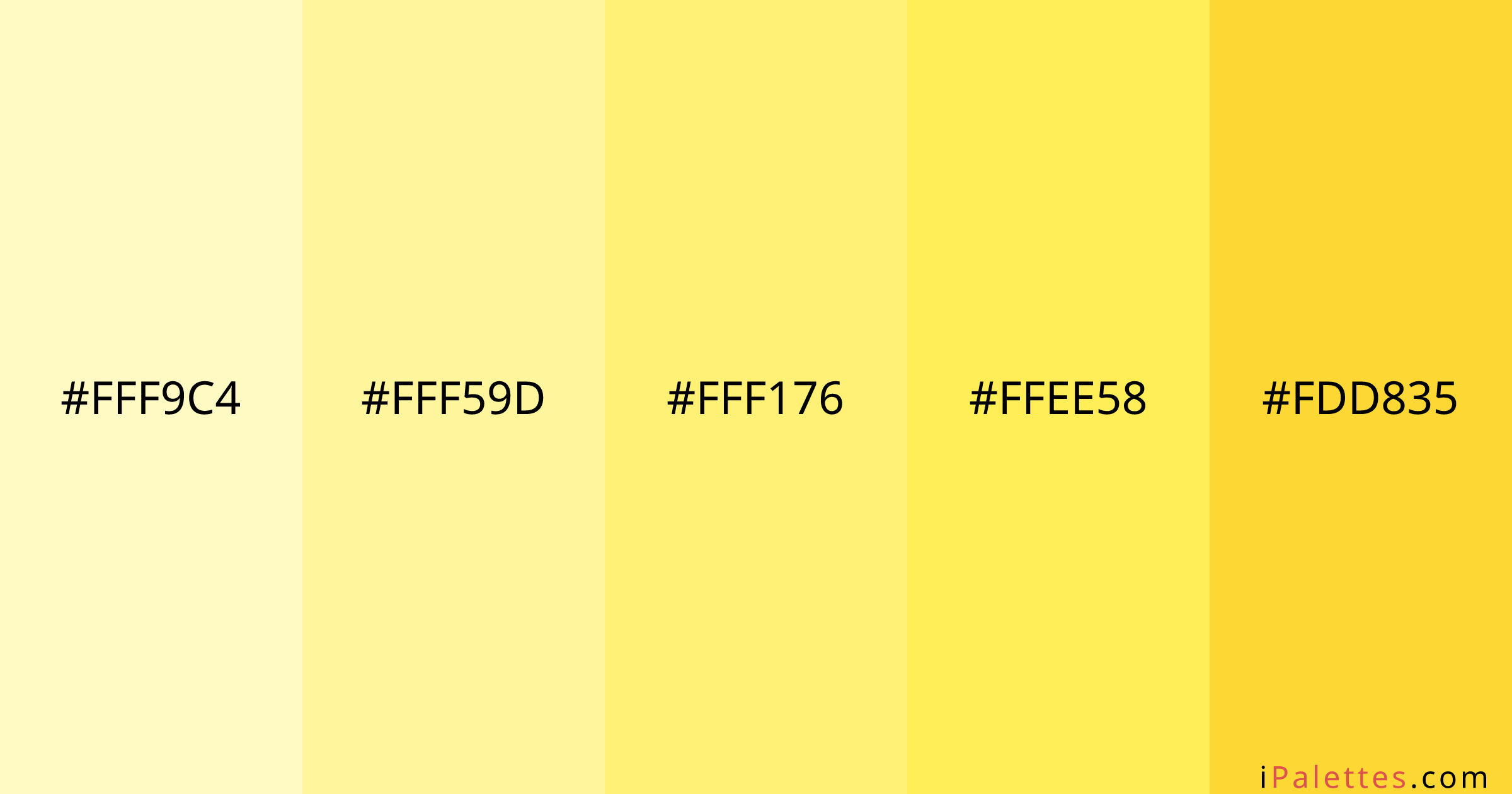 Bright spring Color Palette and colors #FFF9C4 #FFF59D #FFF176 #FFEE58 ...