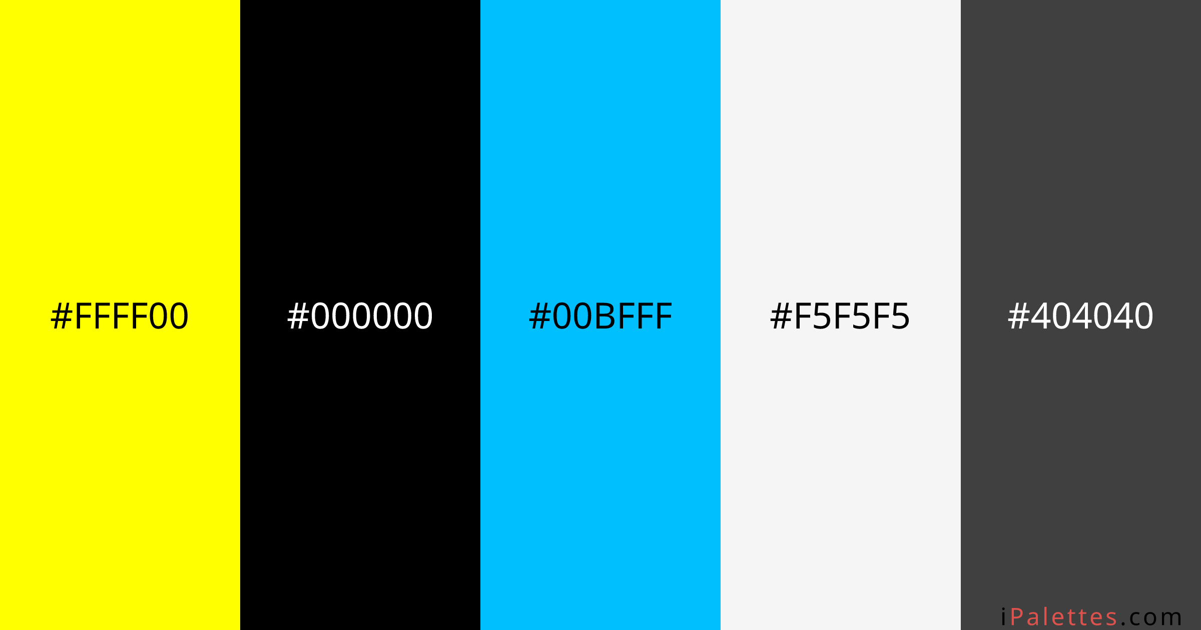 Sparkit Color Palette and colors #FFFF00 #000000 #00BFFF #F5F5F5 ...