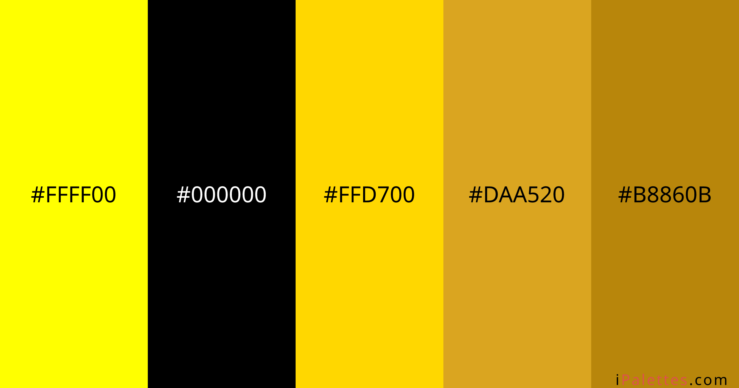 Bee Color Palette and colors #FFFF00 #000000 #FFD700 #DAA520 #B8860B ...