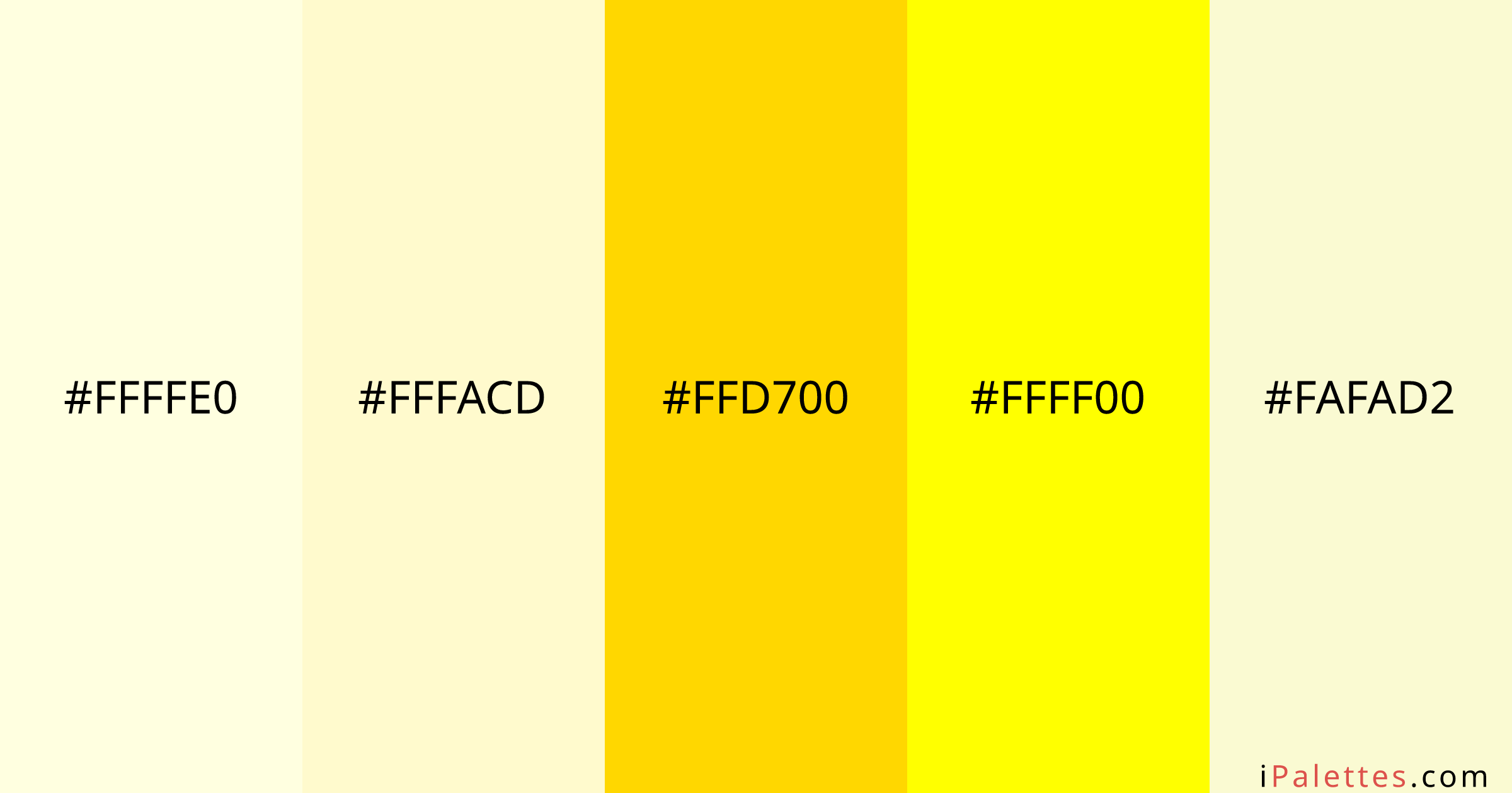 Sunlight Color Palette and colors #FFFFE0 #FFFACD #FFD700 #FFFF00 # ...