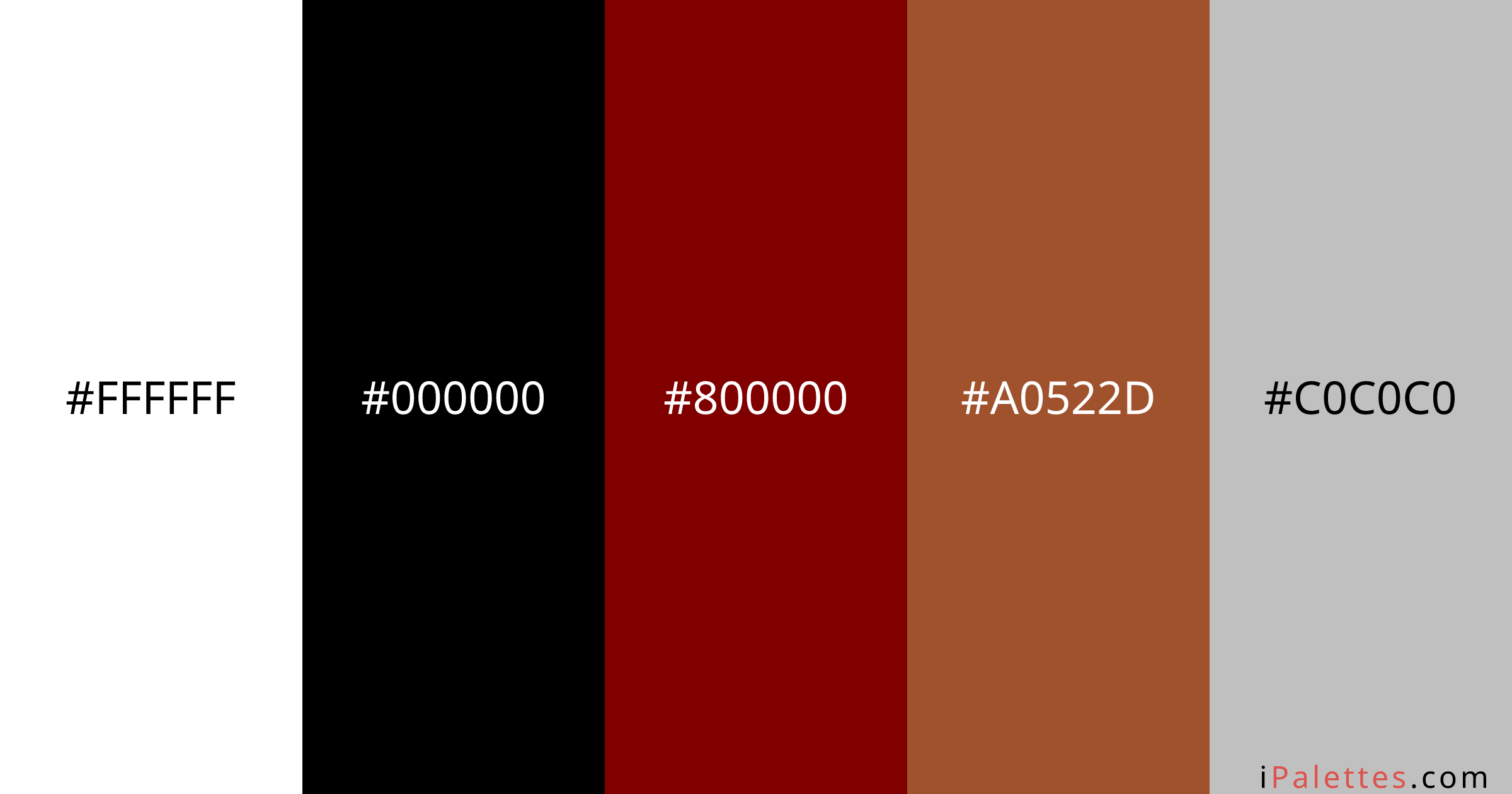 Japanese Color Palette and colors #FFFFFF #000000 #800000 #A0522D # ...