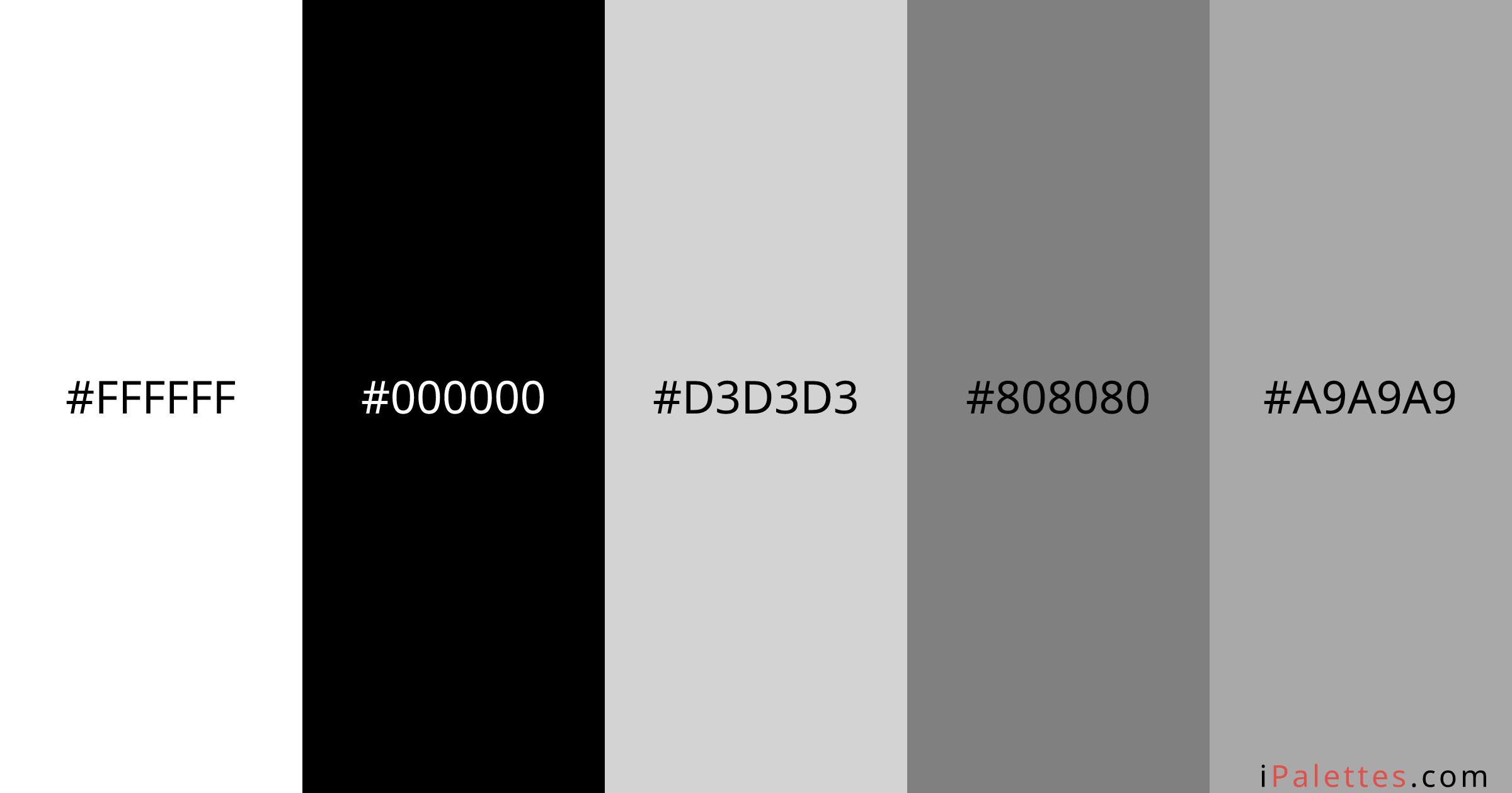 F2u Color Palette and colors #FFFFFF #000000 #D3D3D3 #808080 #A9A9A9 ...