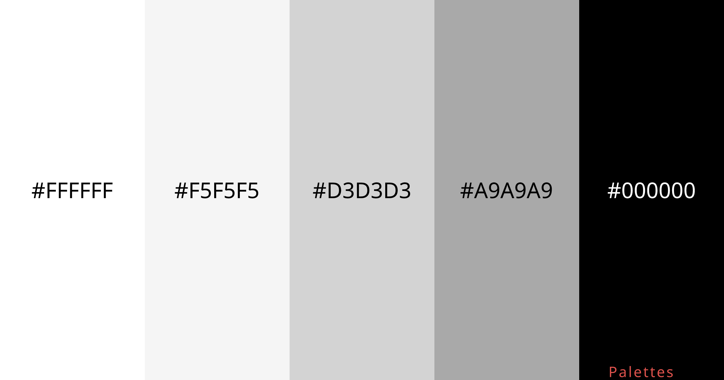 Minimalist Color Palette and colors #FFFFFF #F5F5F5 #D3D3D3 #A9A9A9 ...
