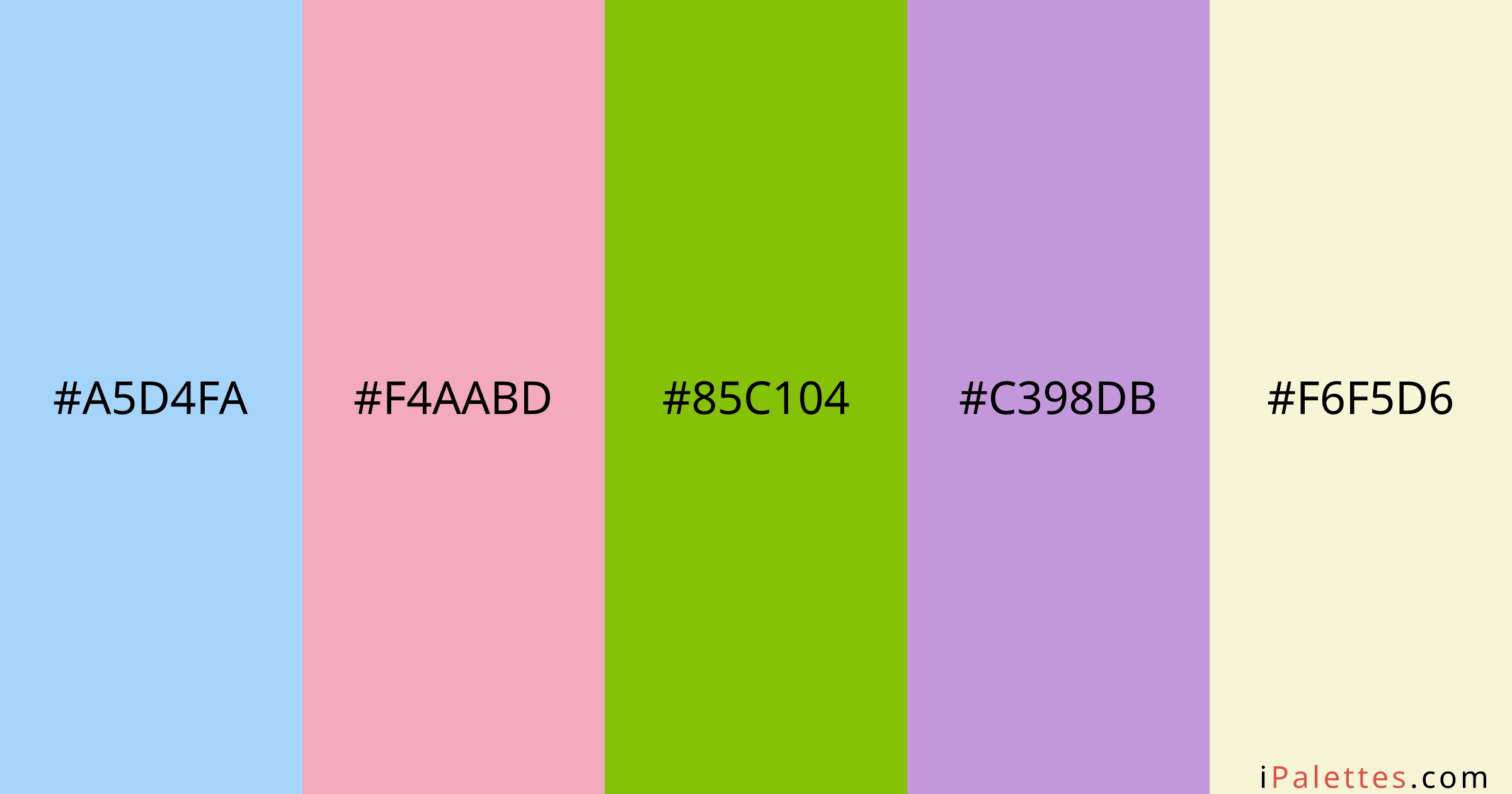 Aurora Borealis Color Palette and colors #a5d4fa #f4aabd #85c104 # ...