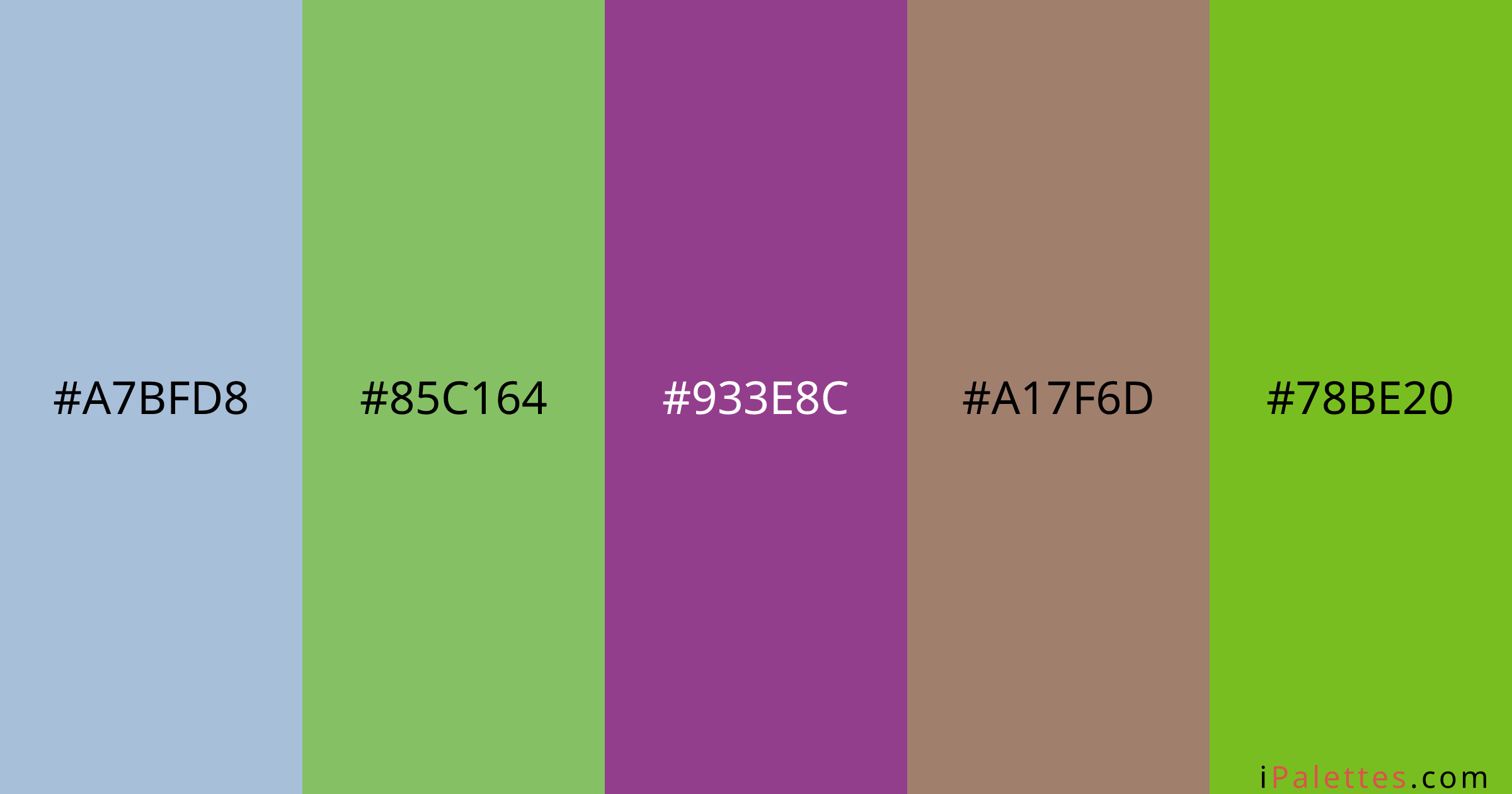 Pokemon ghost grass type Color Palette and colors #a7bfd8 #85c164 ...