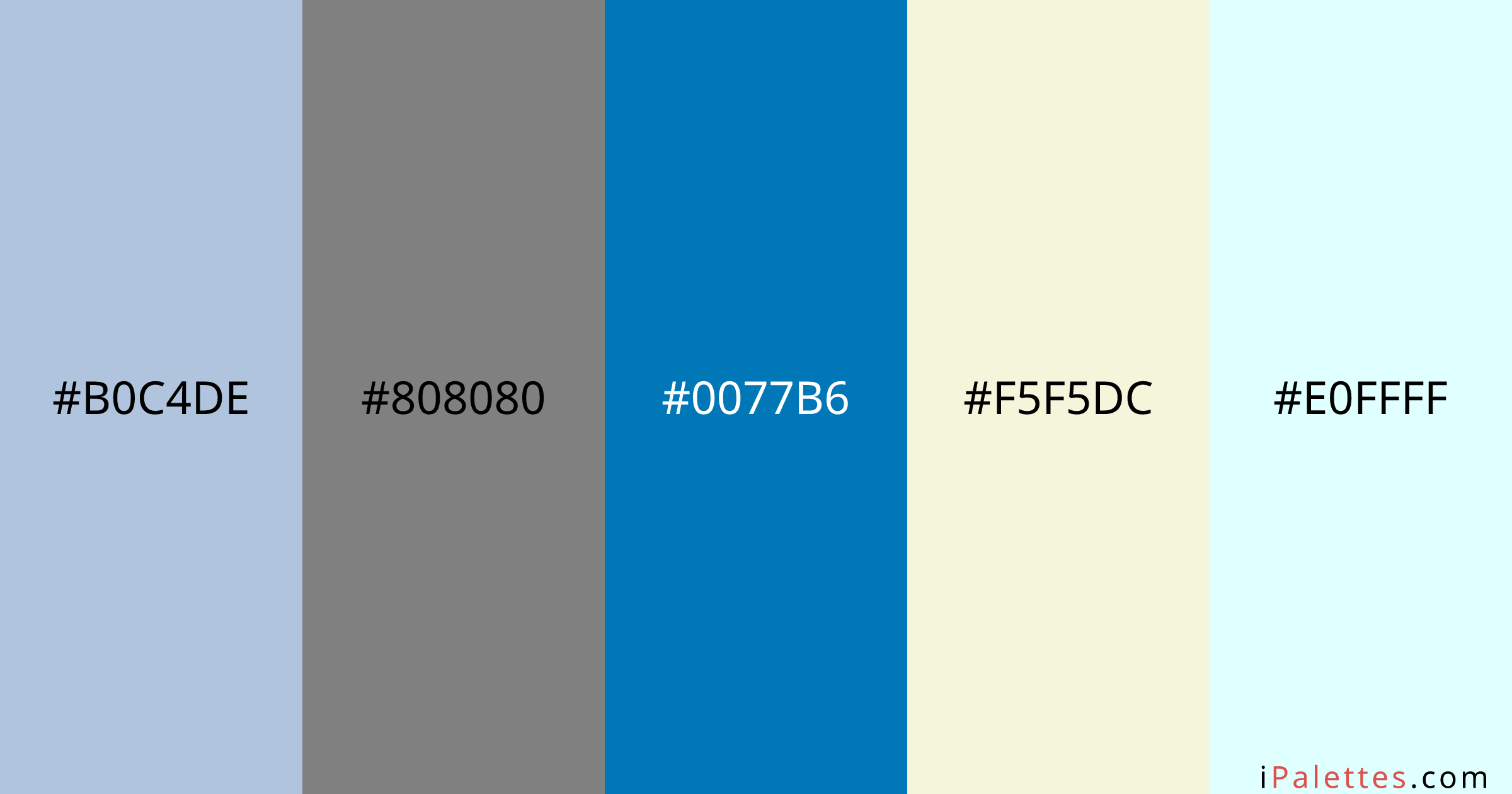 Winter Color Palette and colors #b0c4de #808080 #0077b6 #f5f5dc #e0ffff ...