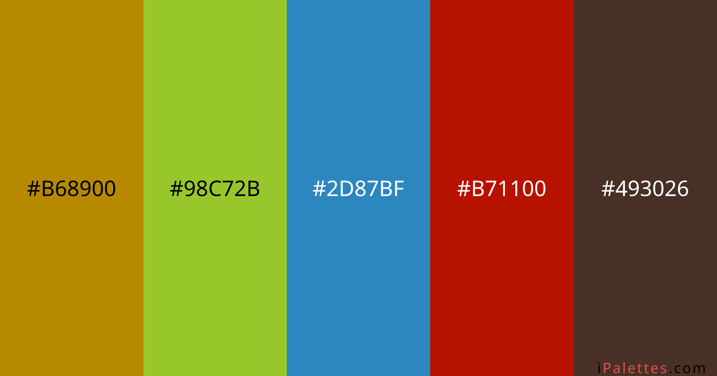 Minecraft Color Palette and colors #b68900 #98c72b #2d87bf #b71100 ...