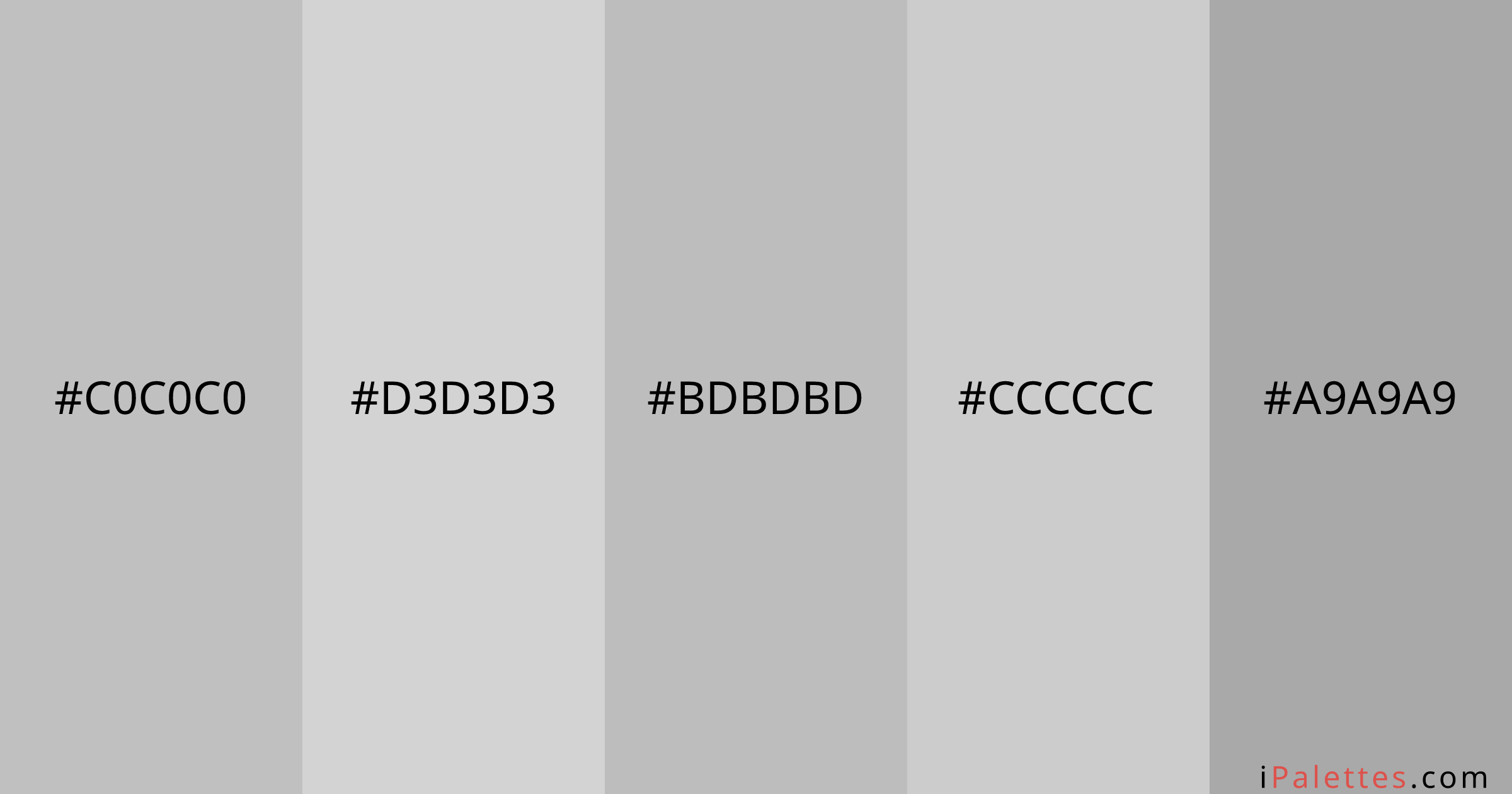 192 Color Palette and colors #c0c0c0 #d3d3d3 #bdbdbd #cccccc #a9a9a9 ...