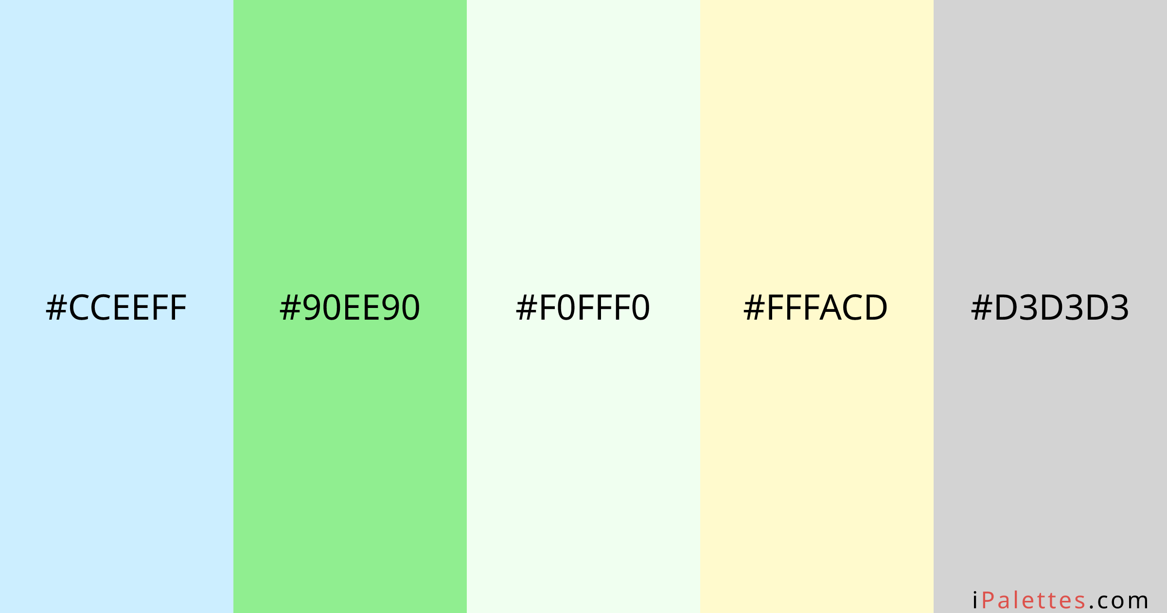 Element nature soft Color Palette and colors #cceeff #90ee90 #f0fff0 # ...