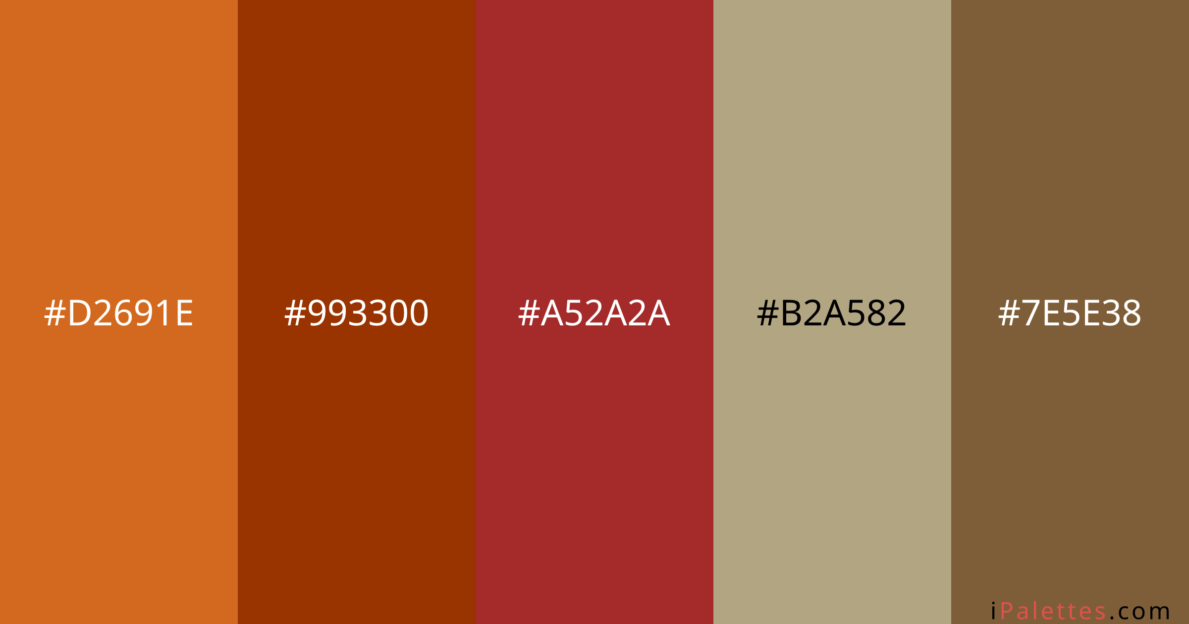 Brick Color Palette and colors #d2691e #993300 #a52a2a #b2a582 #7e5e38 ...