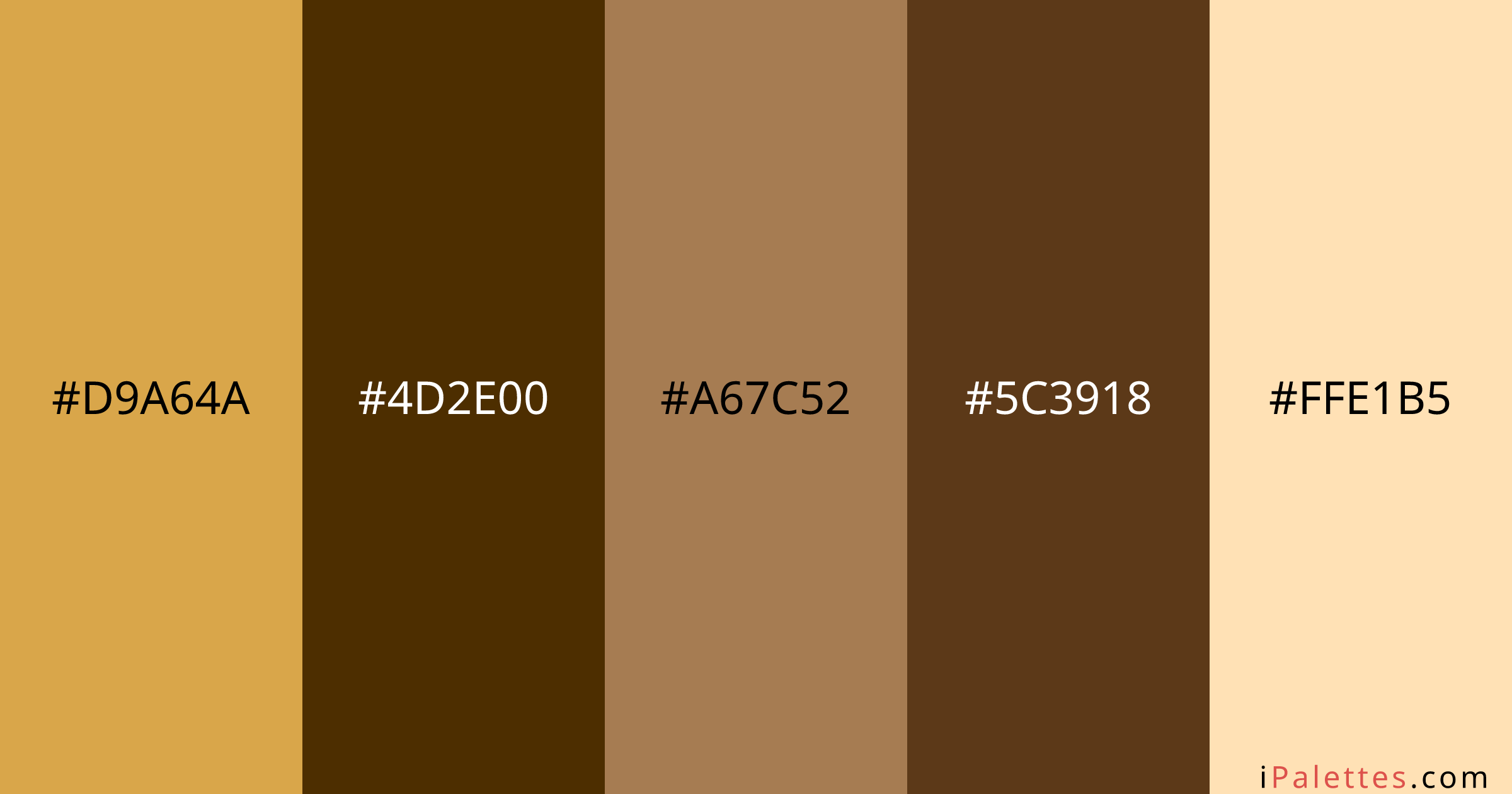 Wukong Color Palette and colors #d9a64a #4d2e00 #a67c52 #5c3918 #ffe1b5 ...