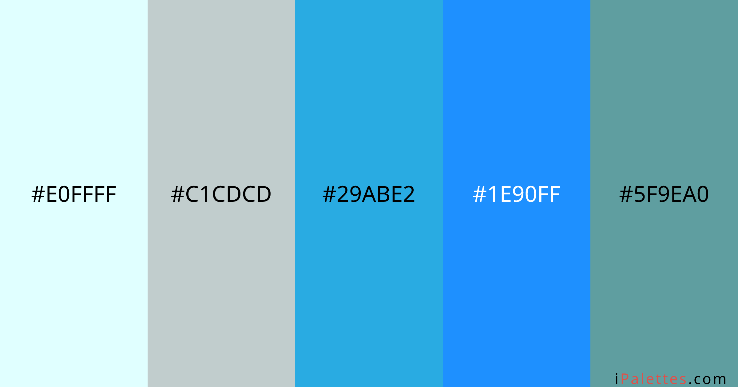 ClearerChorded Color Palette and colors #e0ffff #c1cdcd #29abe2 #1e90ff ...