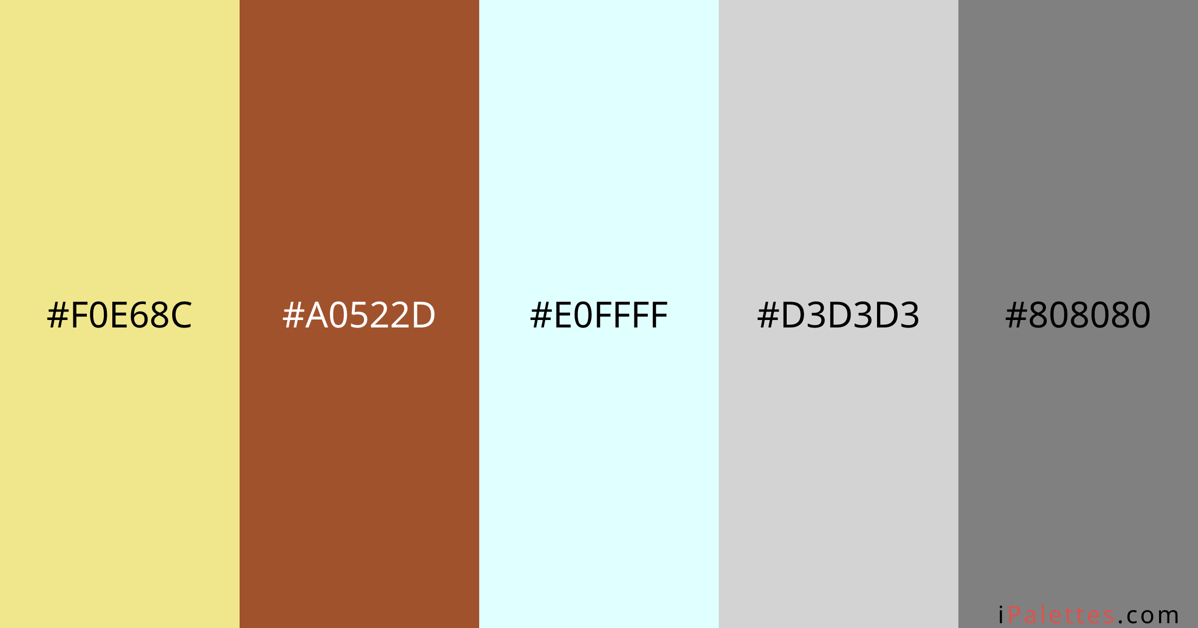 Baby sister Color Palette and colors #f0e68c #a0522d #e0ffff #d3d3d3 ...