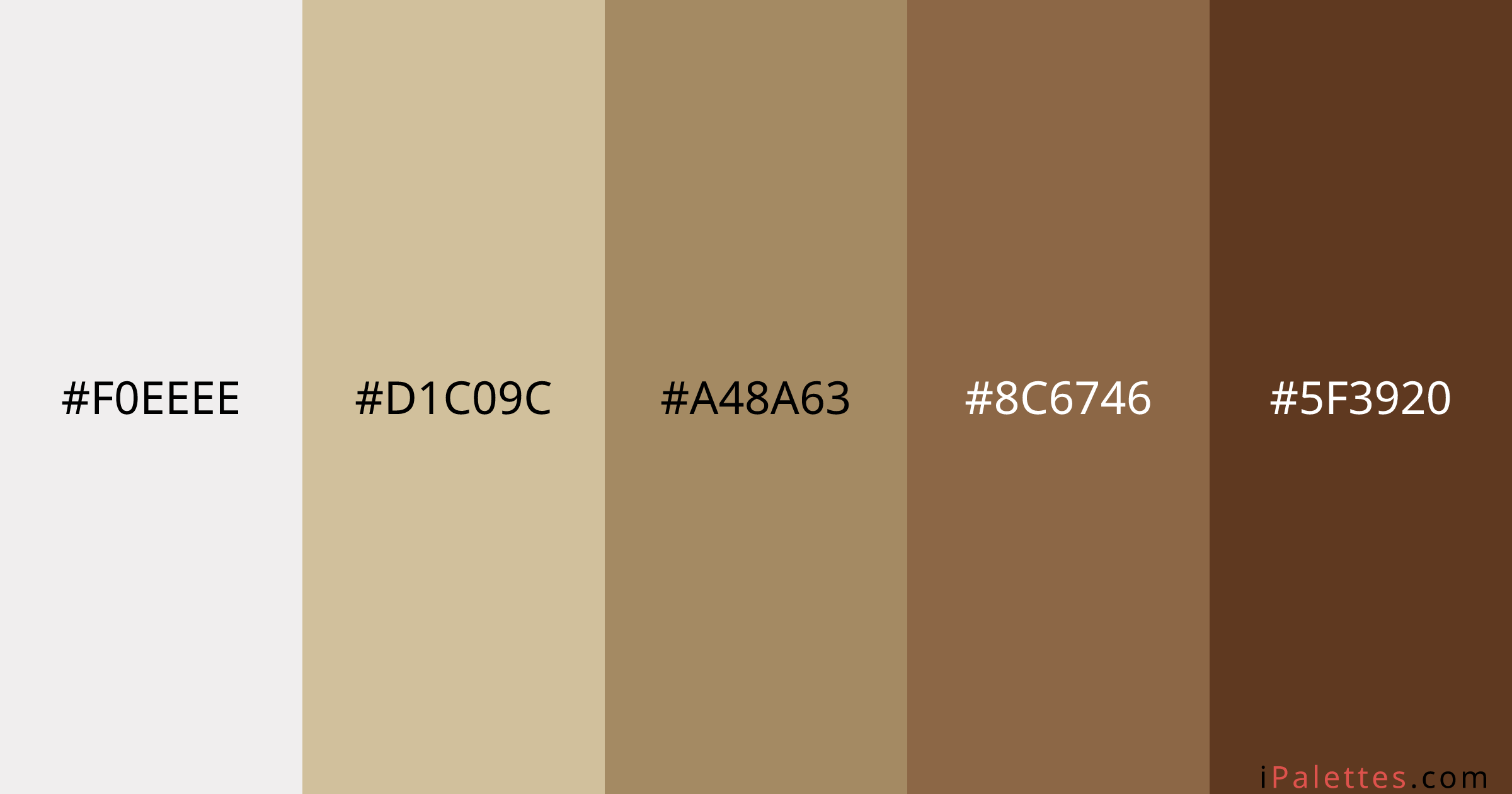 Teagan the teacup Color Palette and colors #f0eeee #d1c09c #a48a63 ...