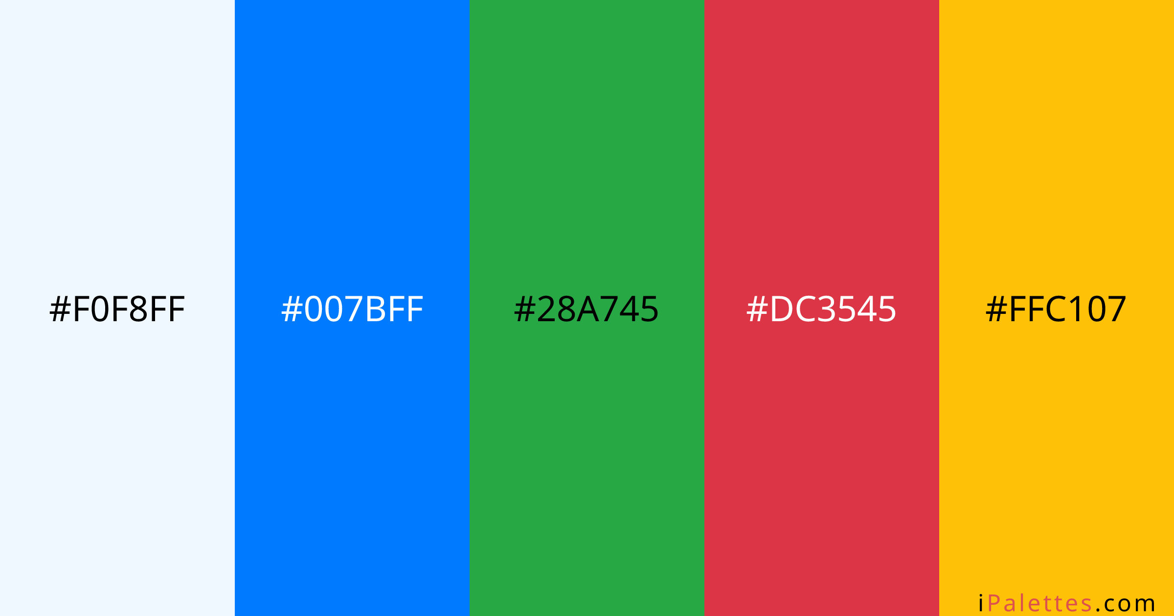 Vee version 1 Color Palette and colors #f0f8ff #007bff #28a745 #dc3545 ...