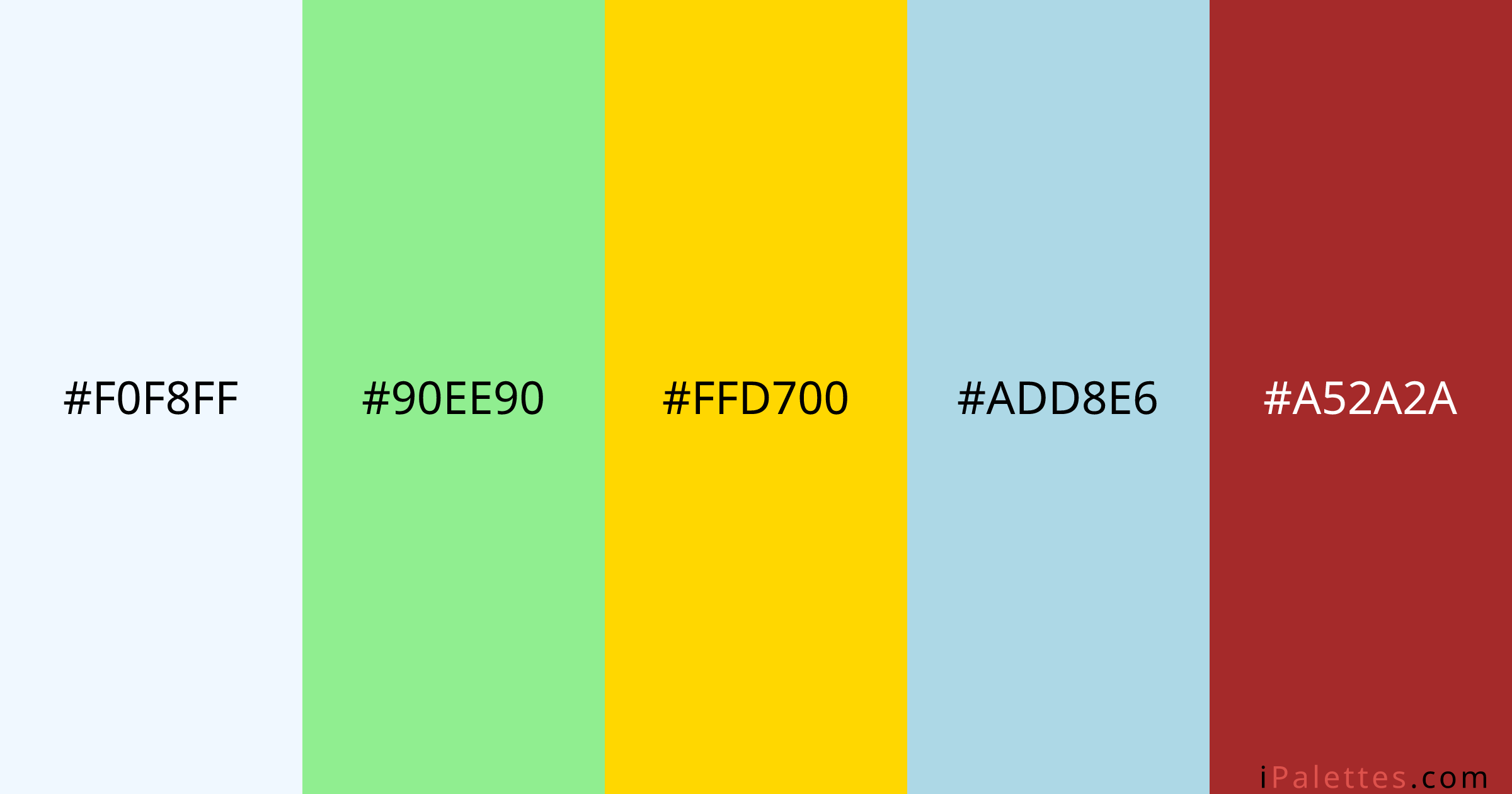 Happy foot Color Palette and colors #f0f8ff #90ee90 #ffd700 #add8e6 # ...