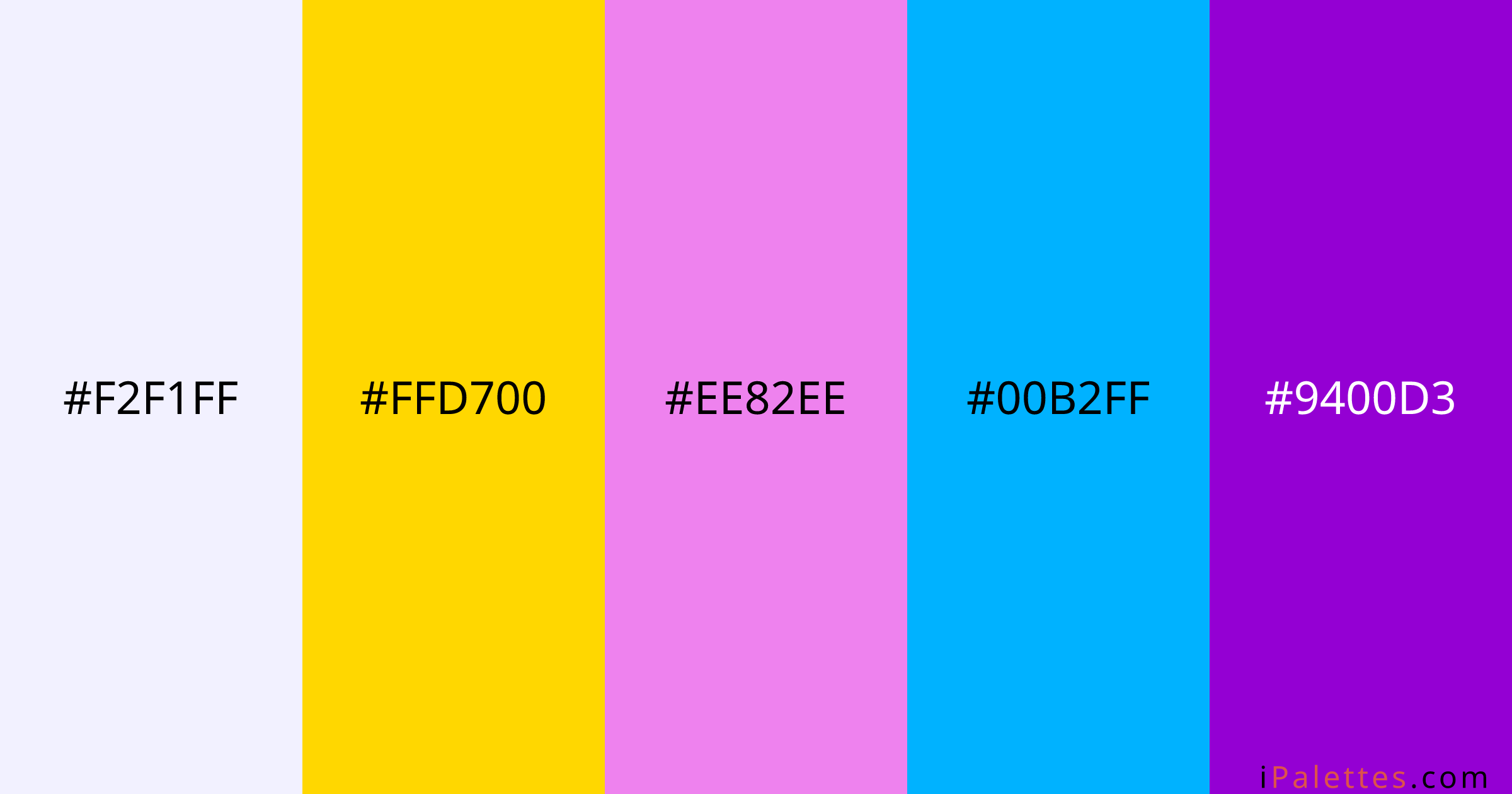 Moonie The Popstar Color Palette and colors #f2f1ff #ffd700 #ee82ee ...