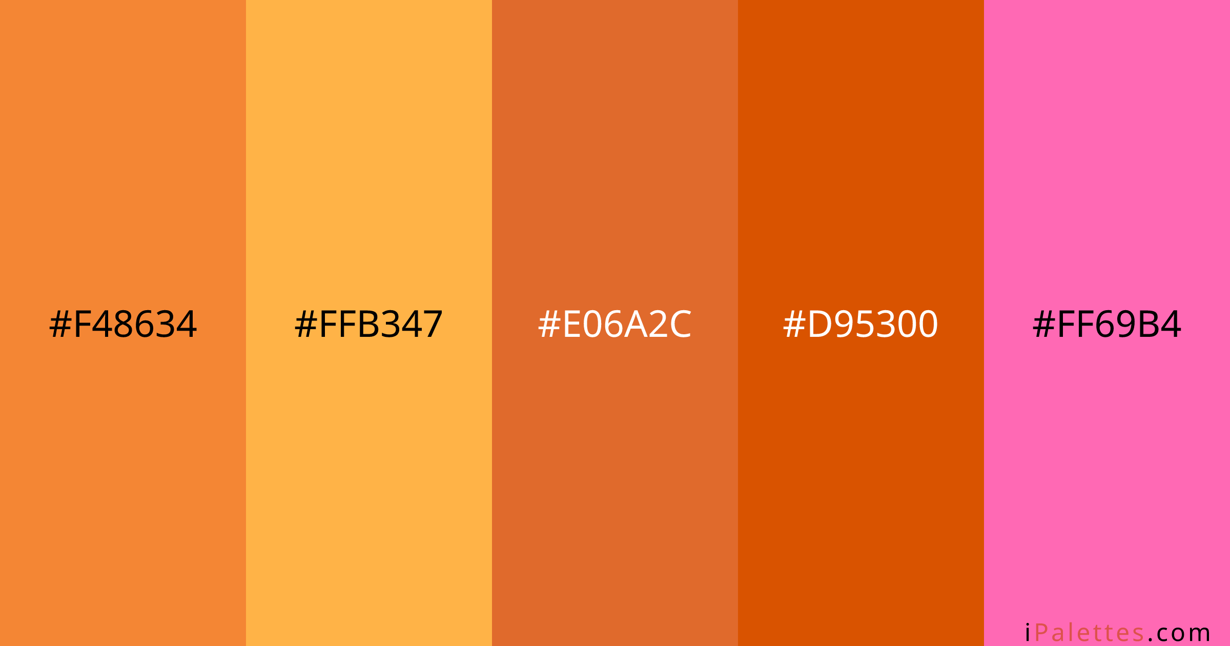 F48634 Color Palette and colors #f48634 #ffb347 #e06a2c #d95300 #ff69b4 ...