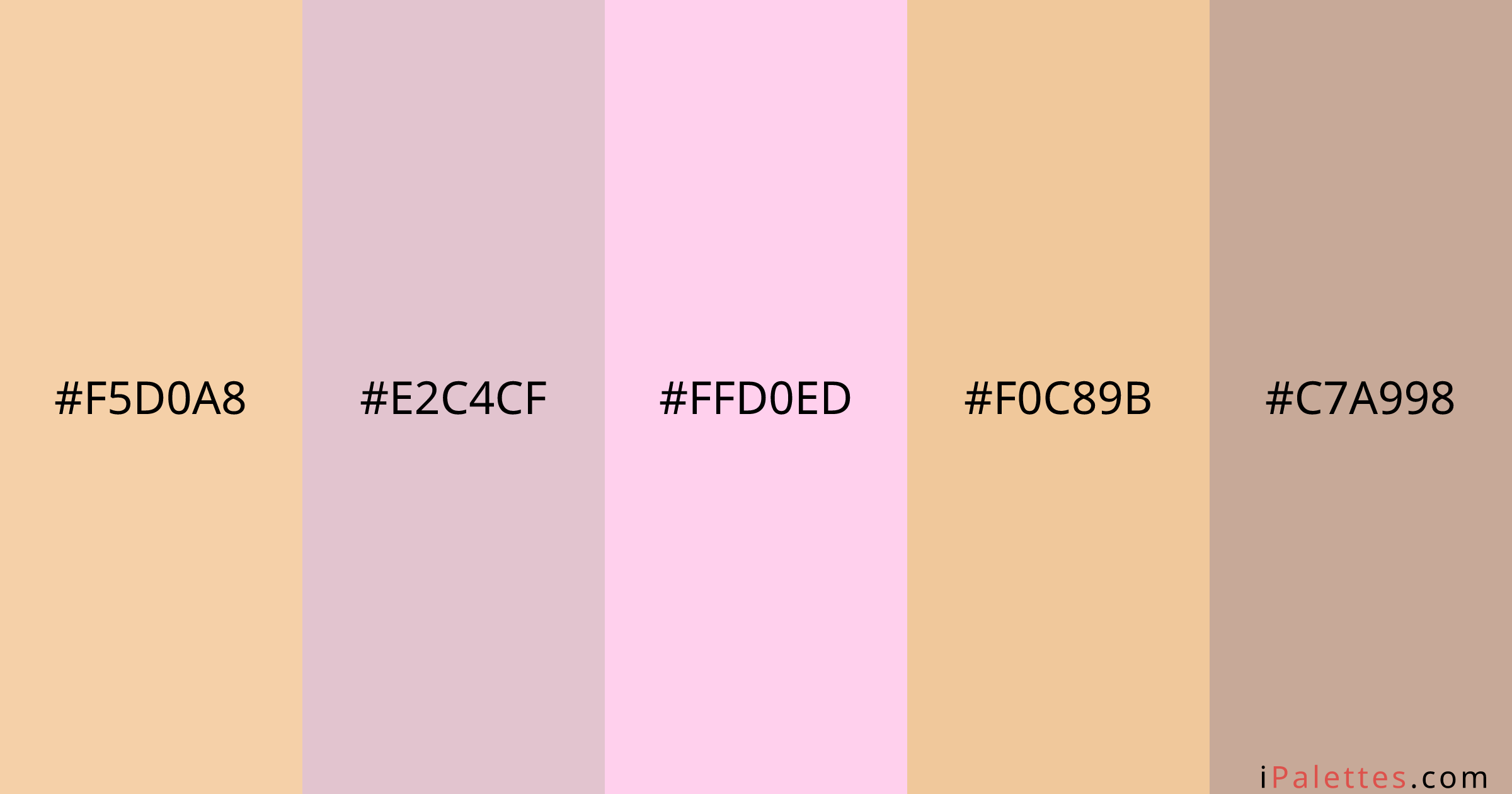 Eternal sugar Color Palette and colors #f5d0a8 #e2c4cf #ffd0ed #f0c89b ...