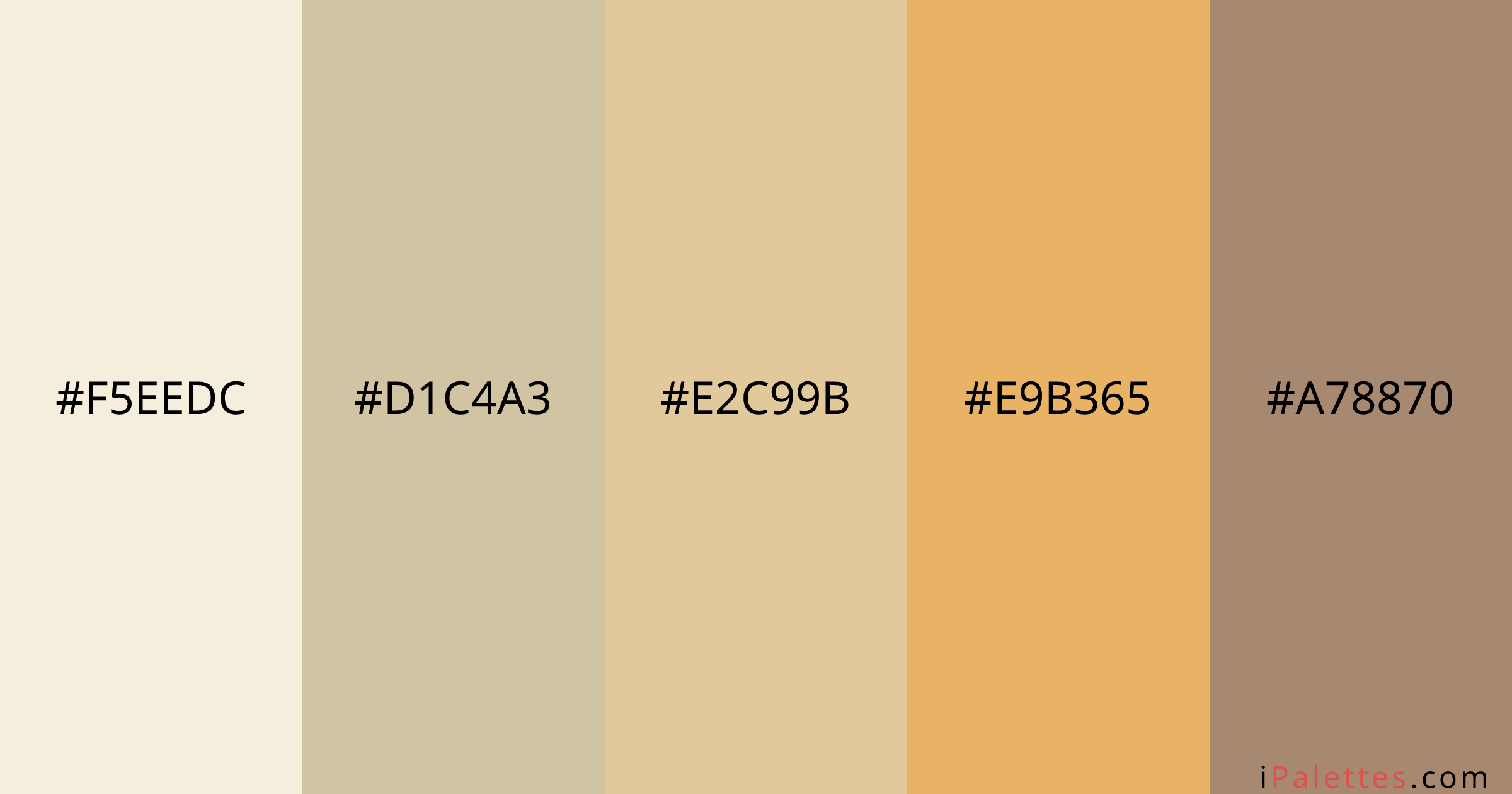 Moonlight Cookie Color Palette and colors #f5eedc #d1c4a3 #e2c99b # ...