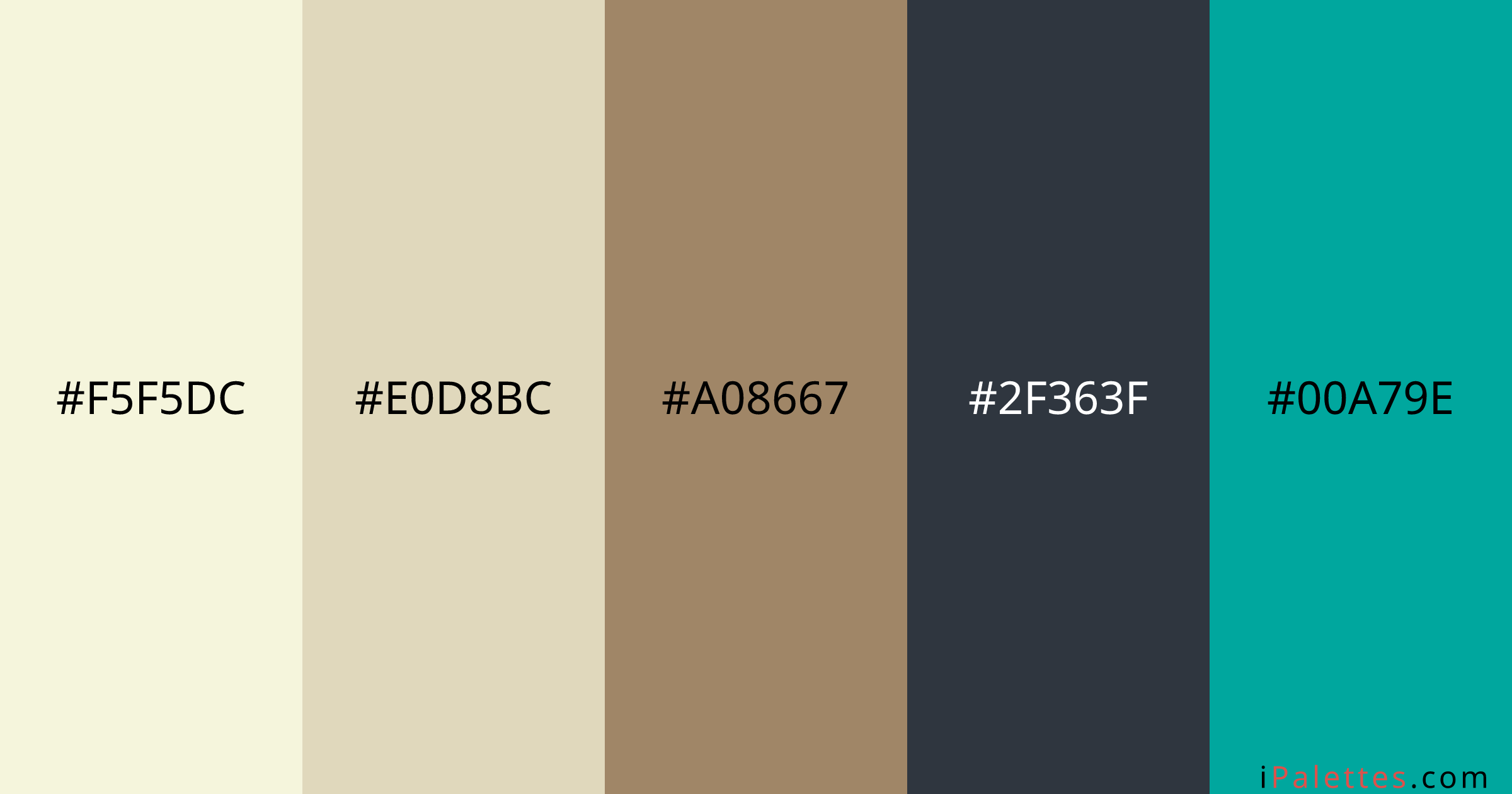 Airbnb Color Palette and colors #f5f5dc #e0d8bc #a08667 #2f363f #00a79e ...