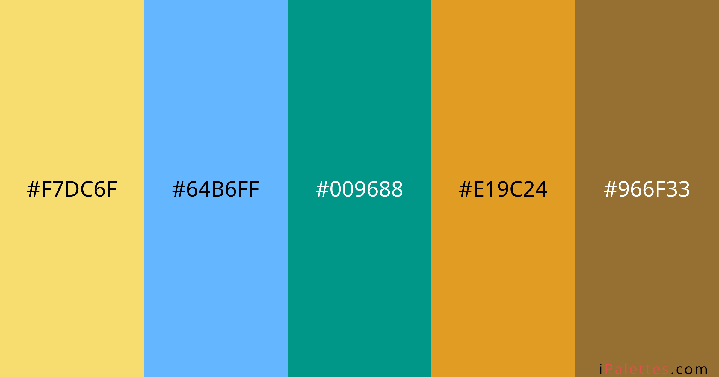 California Color Palette and colors #f7dc6f #64b6ff #009688 #e19c24 ...