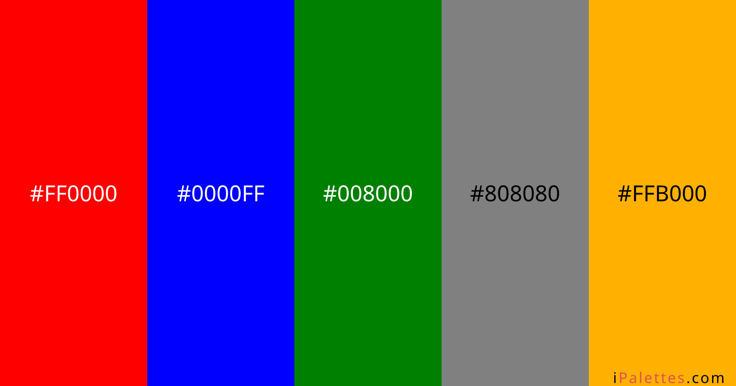 Cars Color Palette and colors #ff0000 #0000ff #008000 #808080 #ffb000 ...