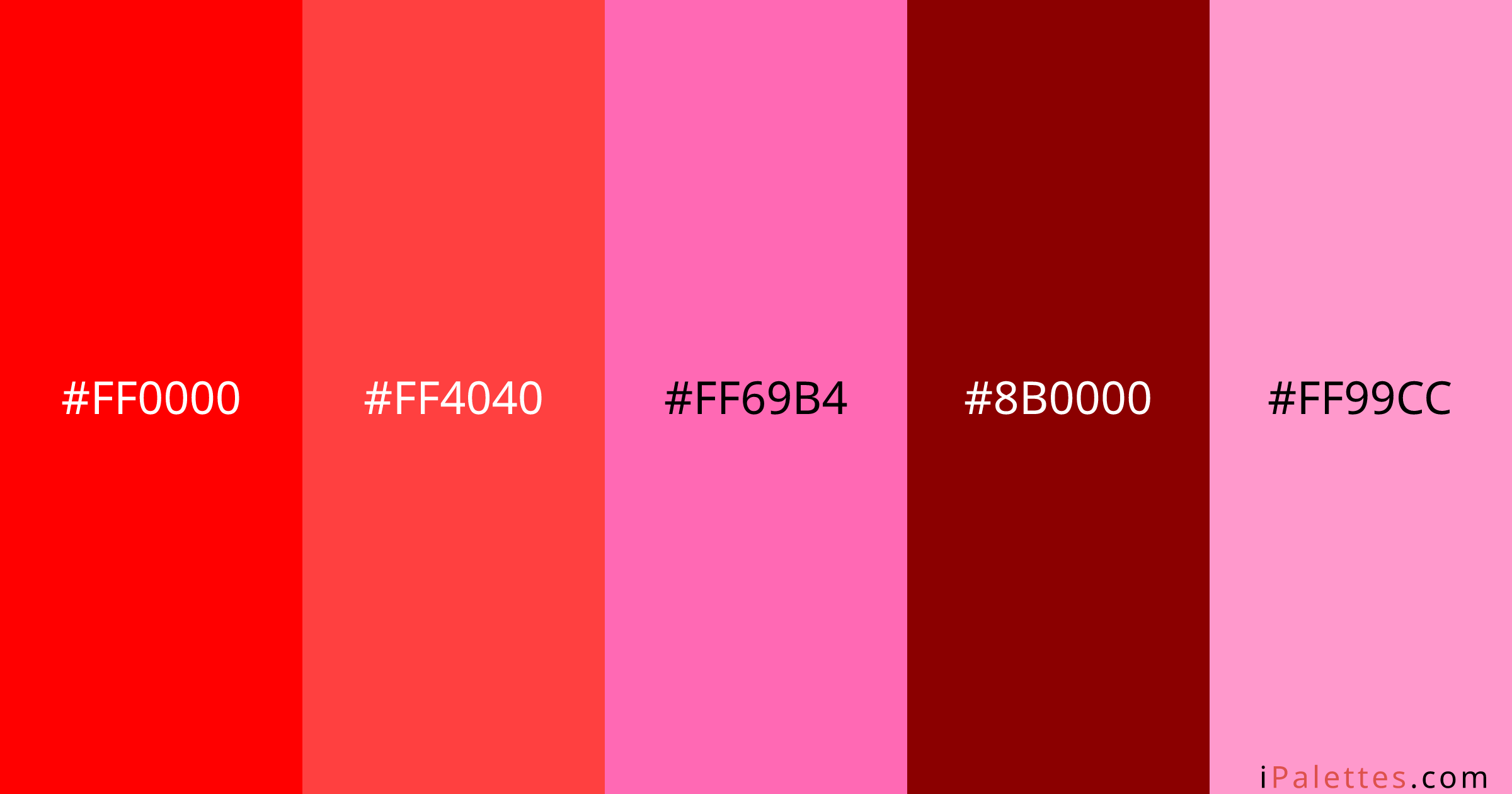 Pornhub Color Palette and colors #ff0000 #ff4040 #ff69b4 #8b0000 # ...