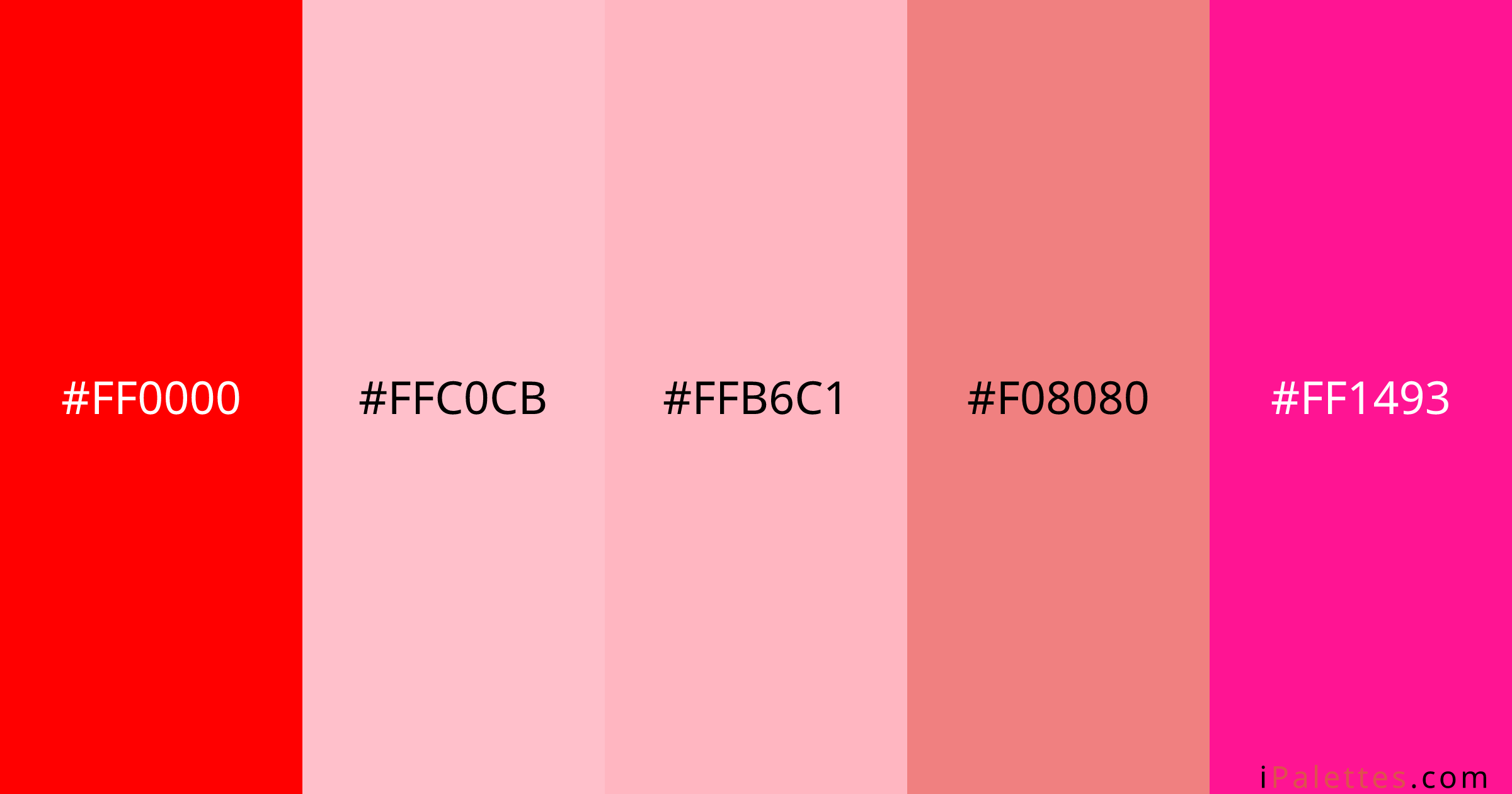 Valentines Color Palette and colors #ff0000 #ffc0cb #ffb6c1 #f08080 # ...