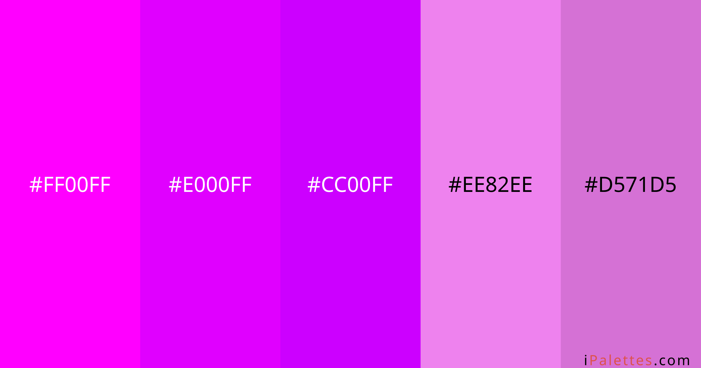 Magenta Color Palette and colors #ff00ff #e000ff #cc00ff #ee82ee # ...